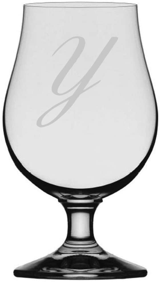 Bix Script Etched Monogram Glencairn Crystal Iona Beer Glass Letter Y ...