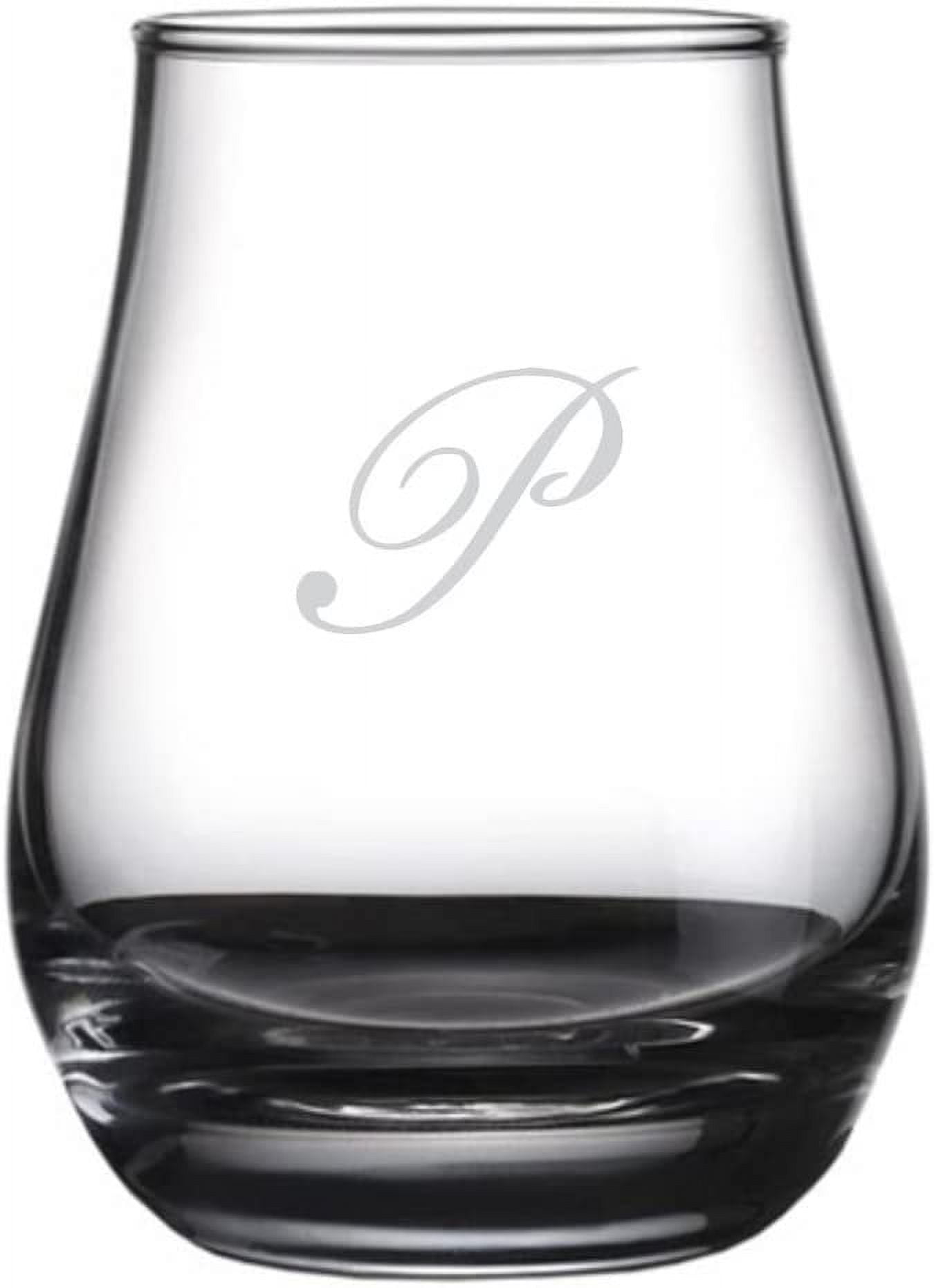 Bix Script Etched Monogram Spey Dram Whisky Tasting Glass Letter P ...