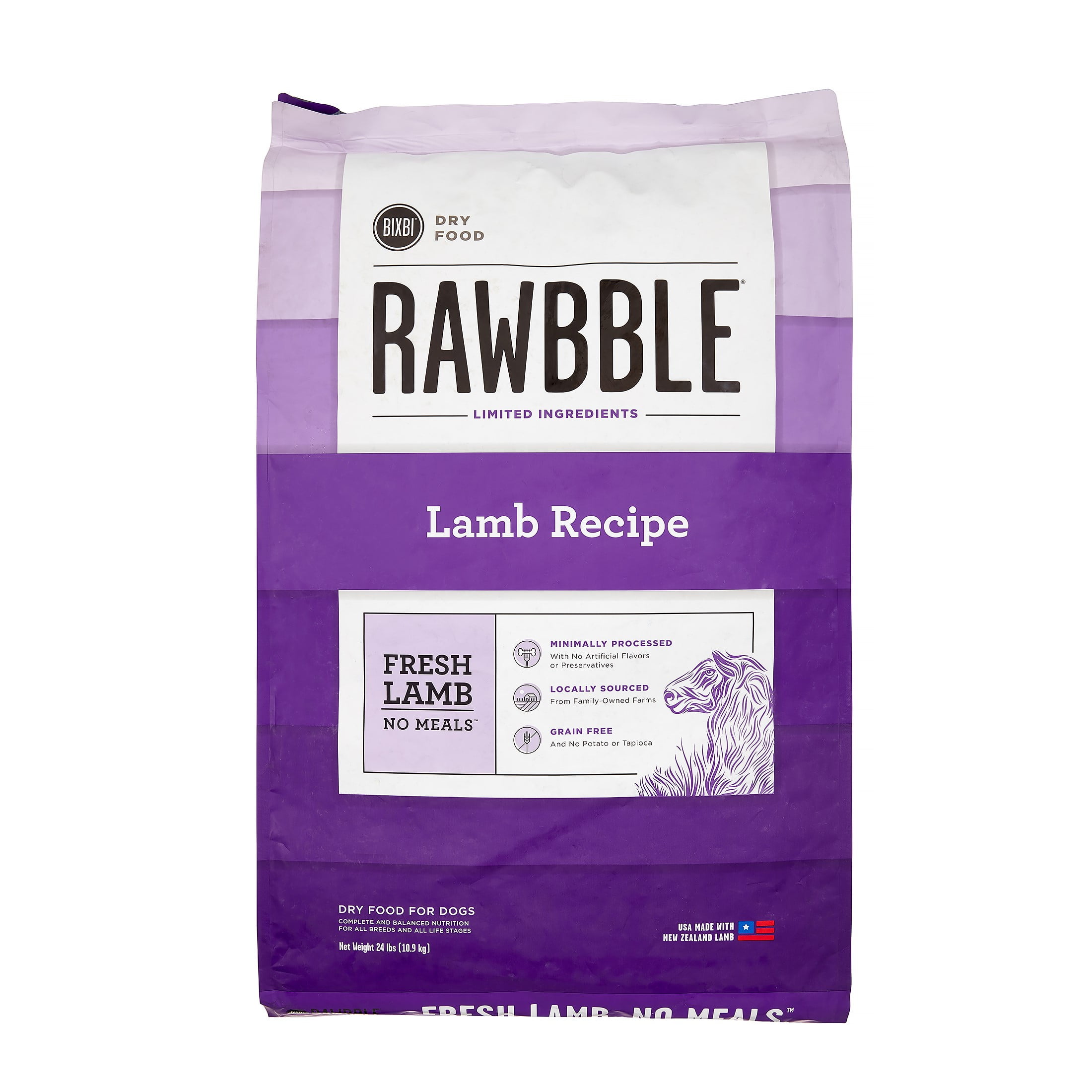 Bixbi Rawbble Limited Ingredients Grain-Free Lamb Recipe Dry Dog Food ...