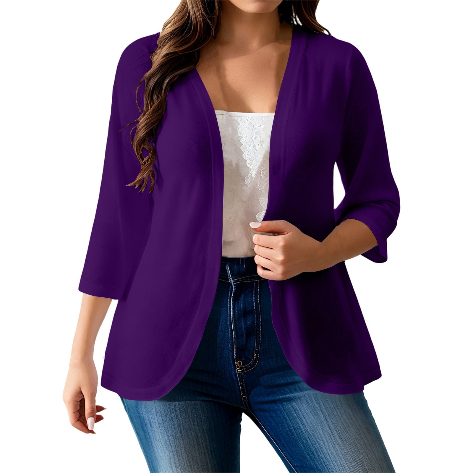 Bixock Blazer for Women Business Casual 3/4 Sleeve Lapel Open Front ...