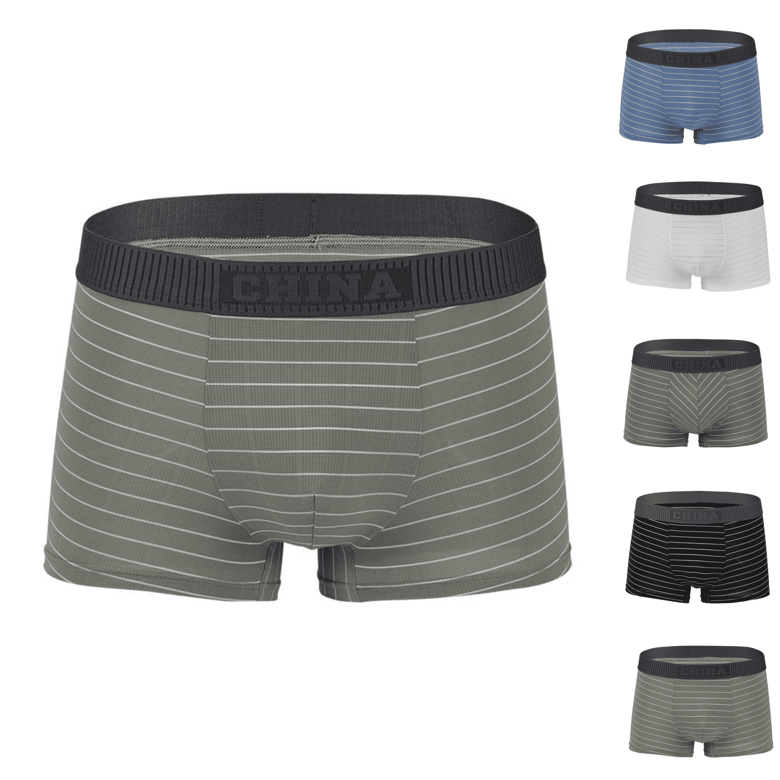 Bixock Boxer Briefs for Men,Men's Underwear Nylon Striped Print Mid ...