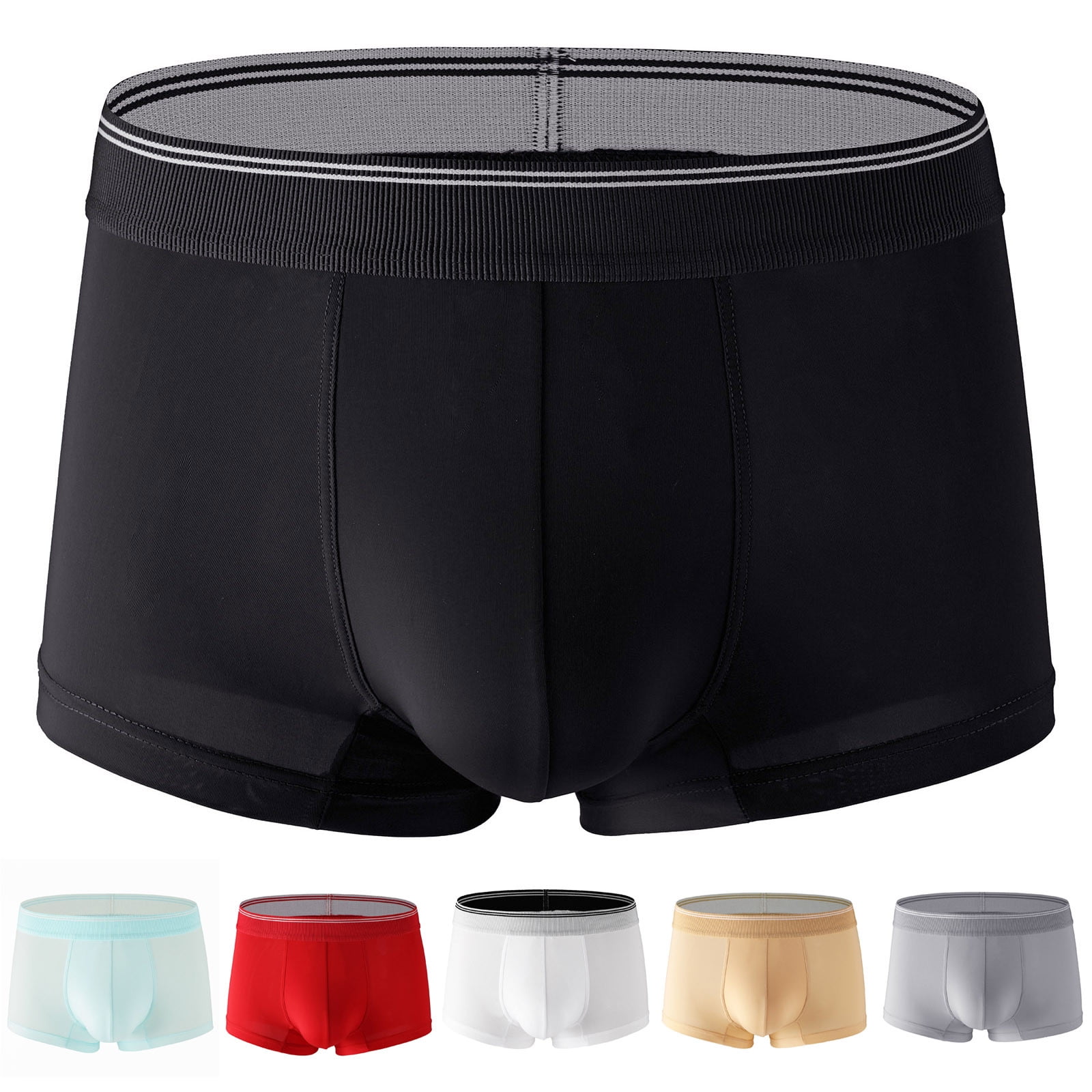 Bixock Boxers for Men,Men's Underwear Low Waist Solid Color Ice Silk ...
