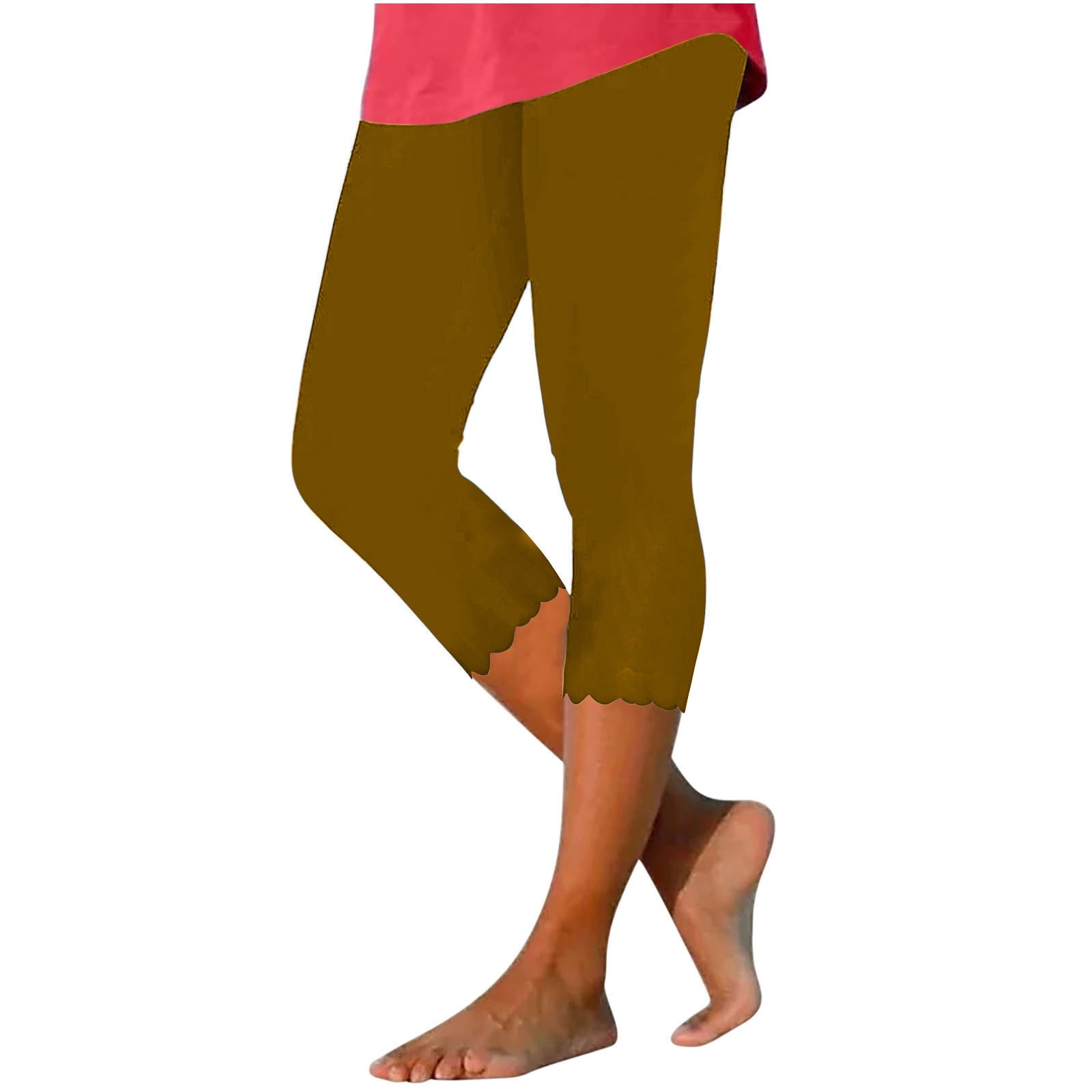 Bixock Capri Pants for Women Leggings Pants High Waist Solid Color ...
