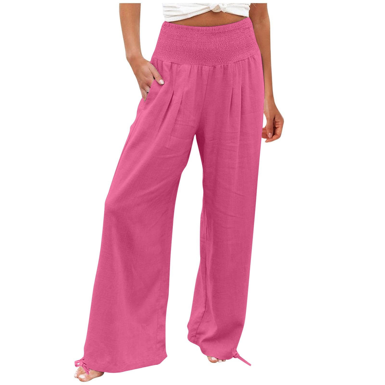 Bixock Casual Pants for Women Wide Leg Pant High Waist Cuffed Pants ...