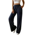 Bixock Casual Pants for Women Wide Leg Pant Solid Color Side Pocket ...