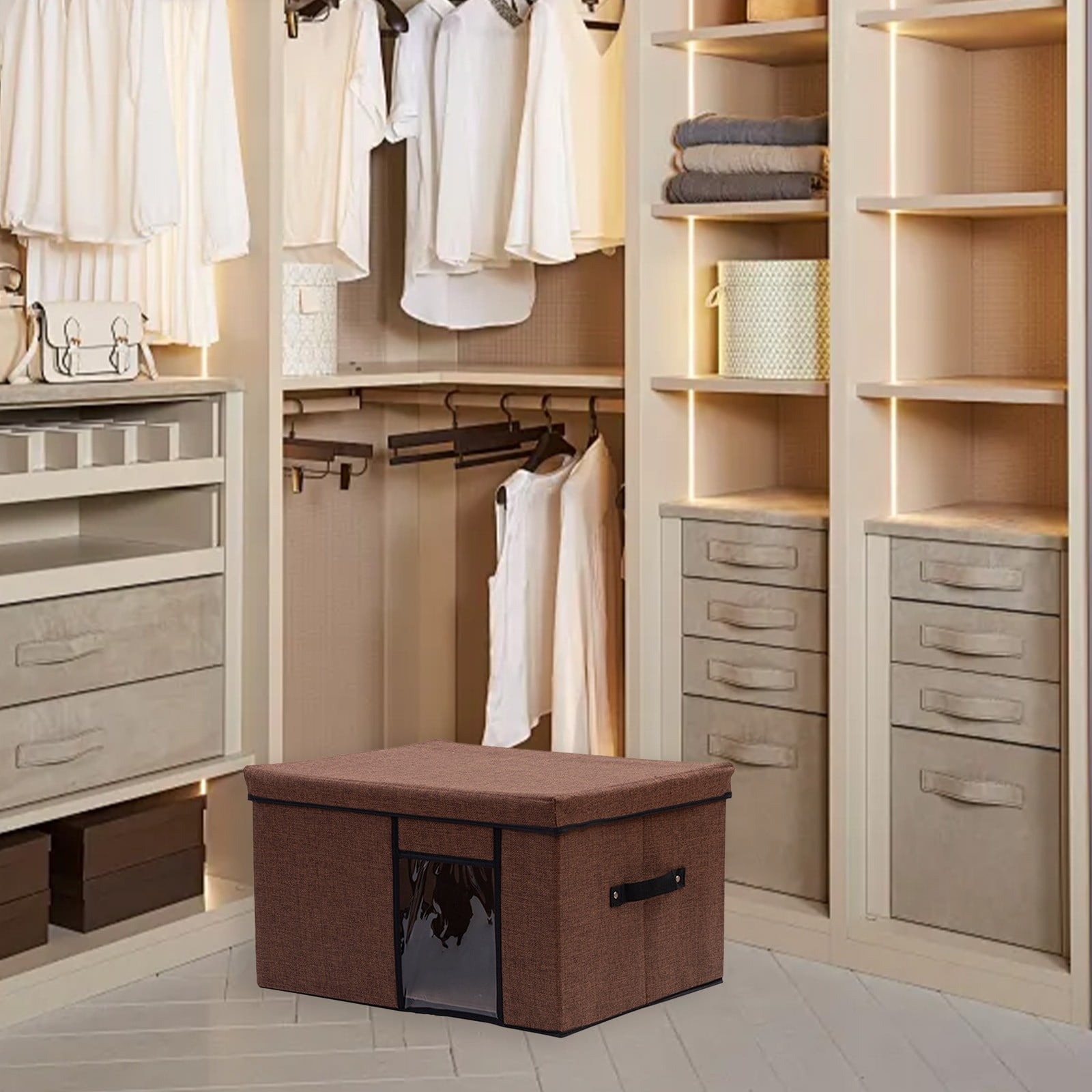 Bixock Clothing Storage Bins, Large Washable Perspective Window Fabric ...