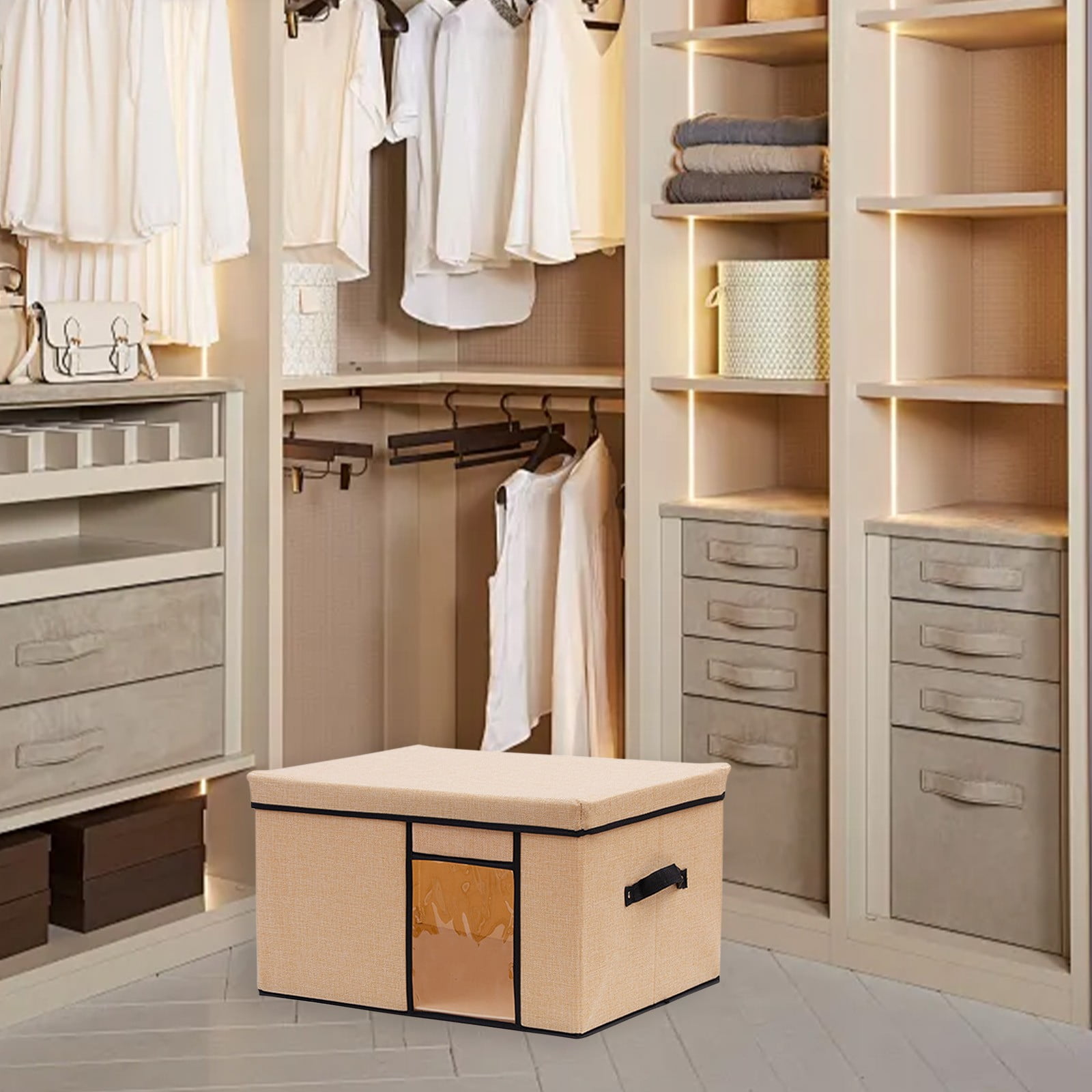 Bixock Clothing Storage Bins, Large Washable Perspective Window Fabric ...