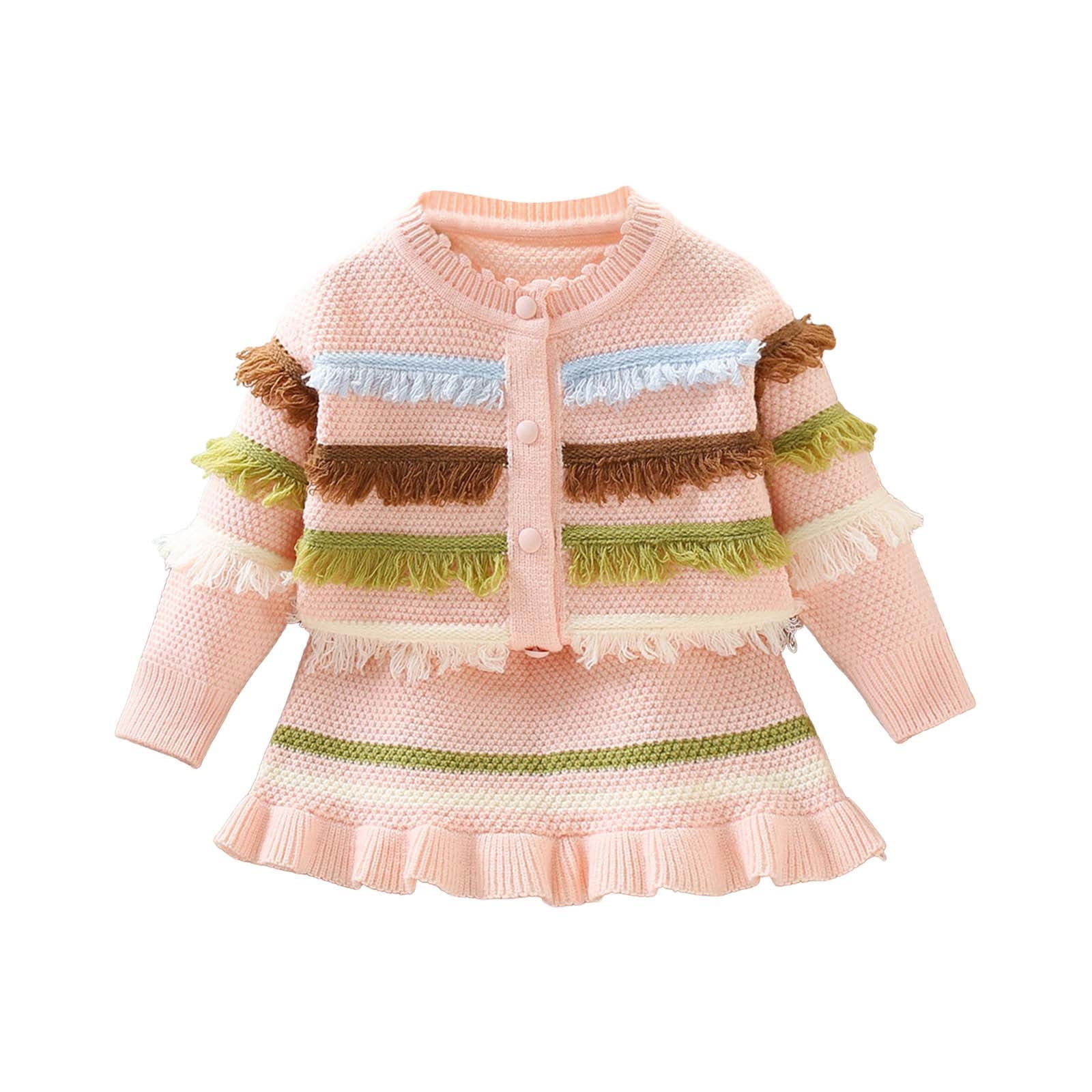 Bixock Fall Kids Clothes Sets Knit Long Sleeve Cardigan Knit Skirt 2 ...