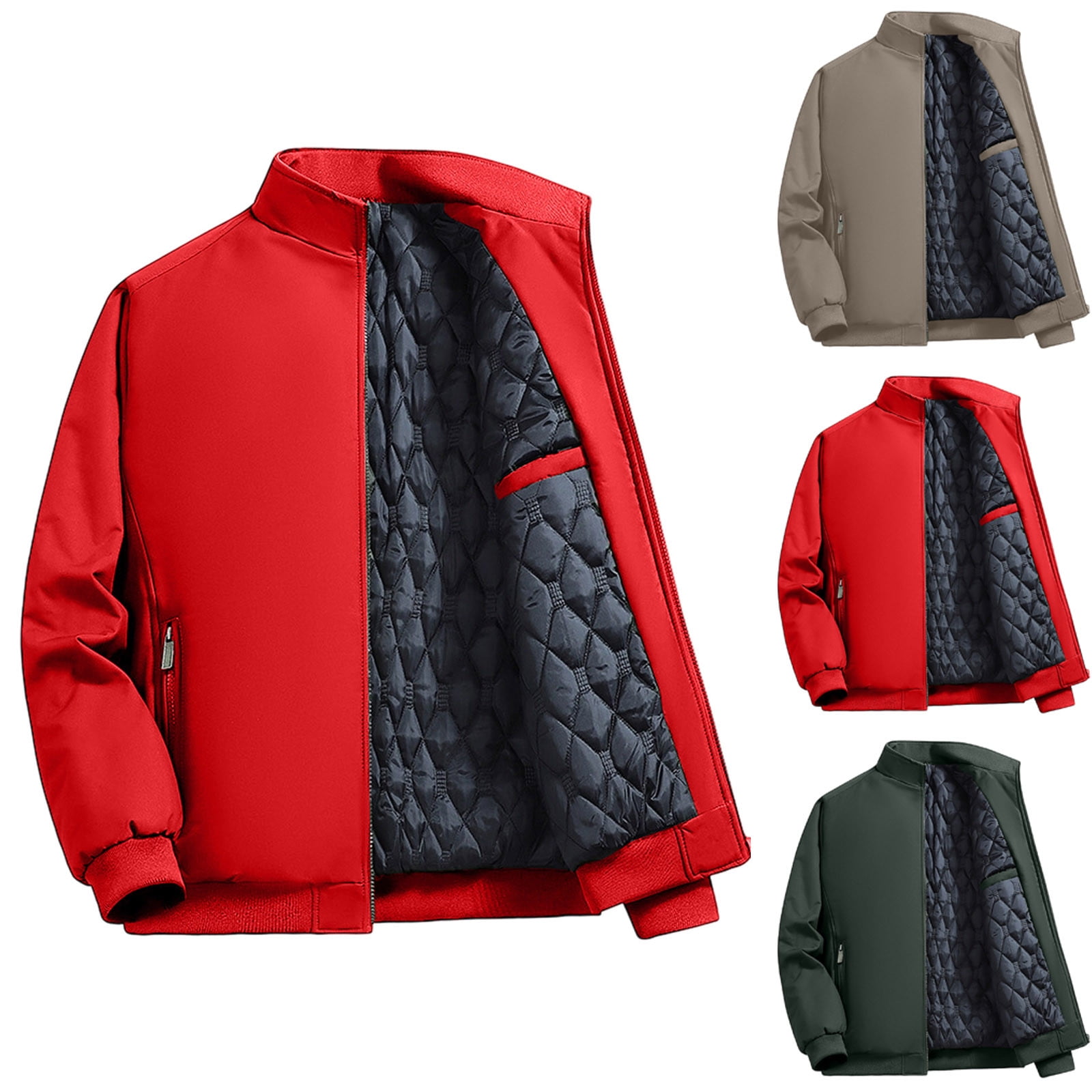 Bixock Fall/Winter Men Cotton Sherpa-Lined Jacket, Men Stand Collar ...