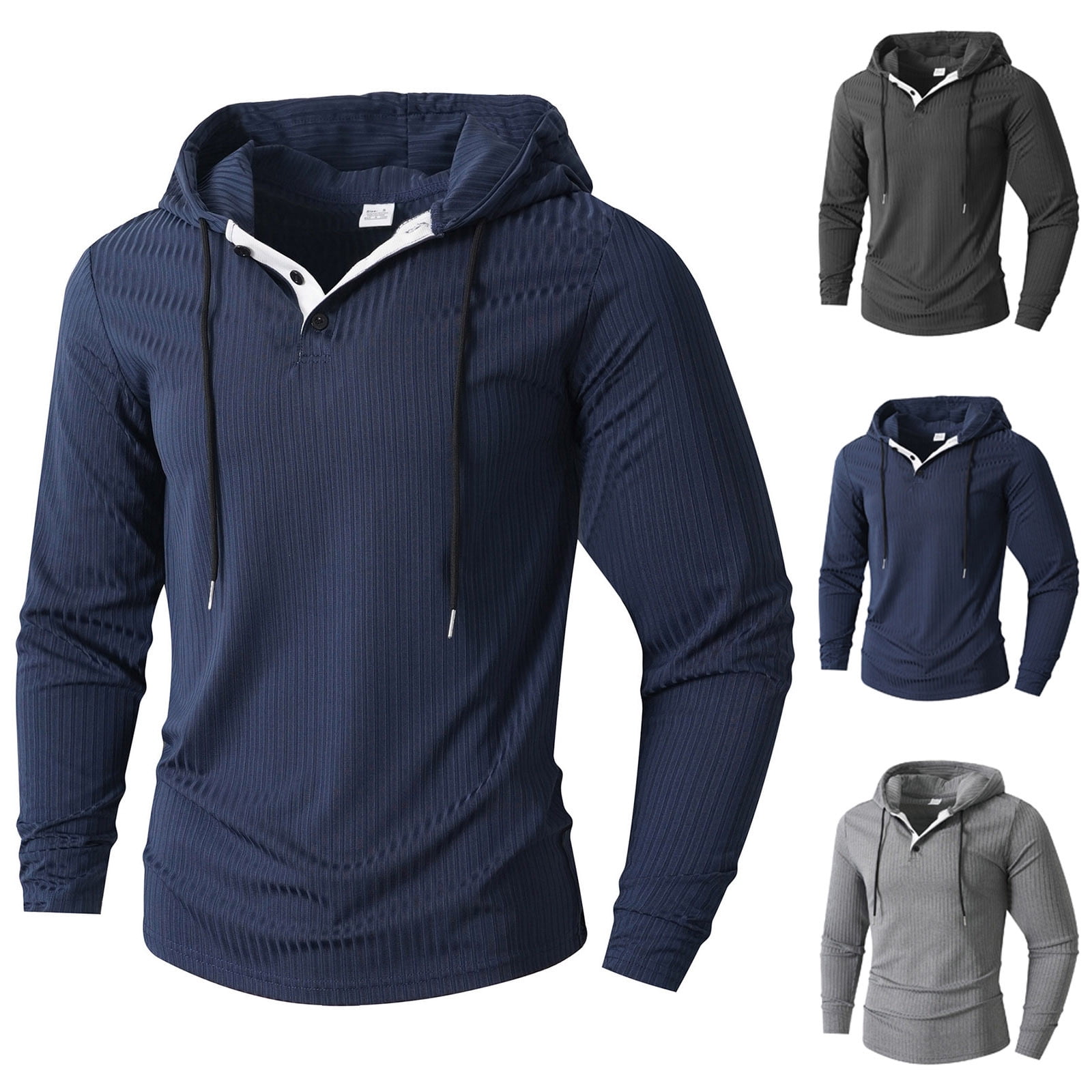Bixock Casual Top for Mens,Hoodie Top for Men,Men Casual Blouse Solid ...