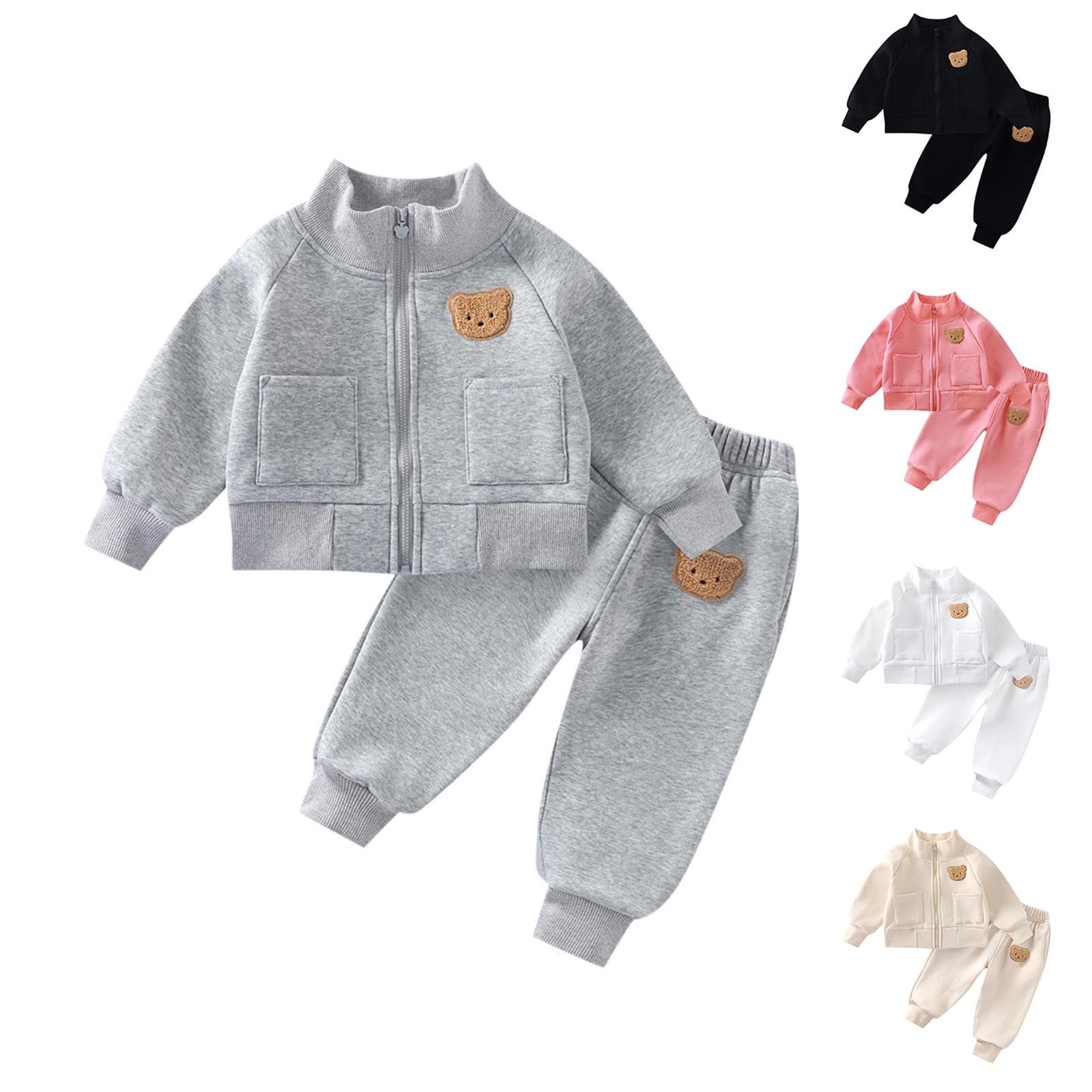 Bixock Fall and Winter Kids Outfit Sets Fleece Lined Long Sleeve Stand ...