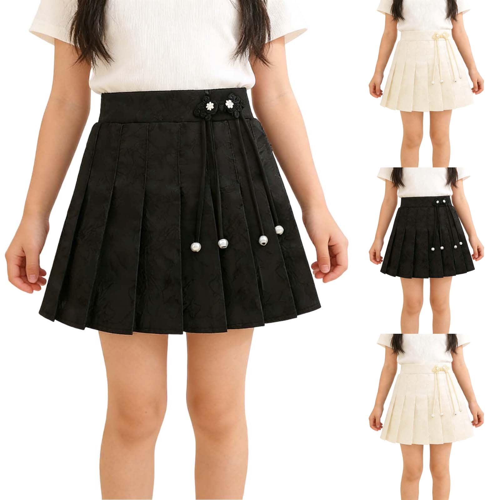 Bixock Girls School Uniform Skirt Kids Pleated Skirt Tennis Skort Solid ...