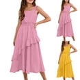 Bixock Girls Sleeveless Dress Casual Tank Dress Solid Color Chiffon ...