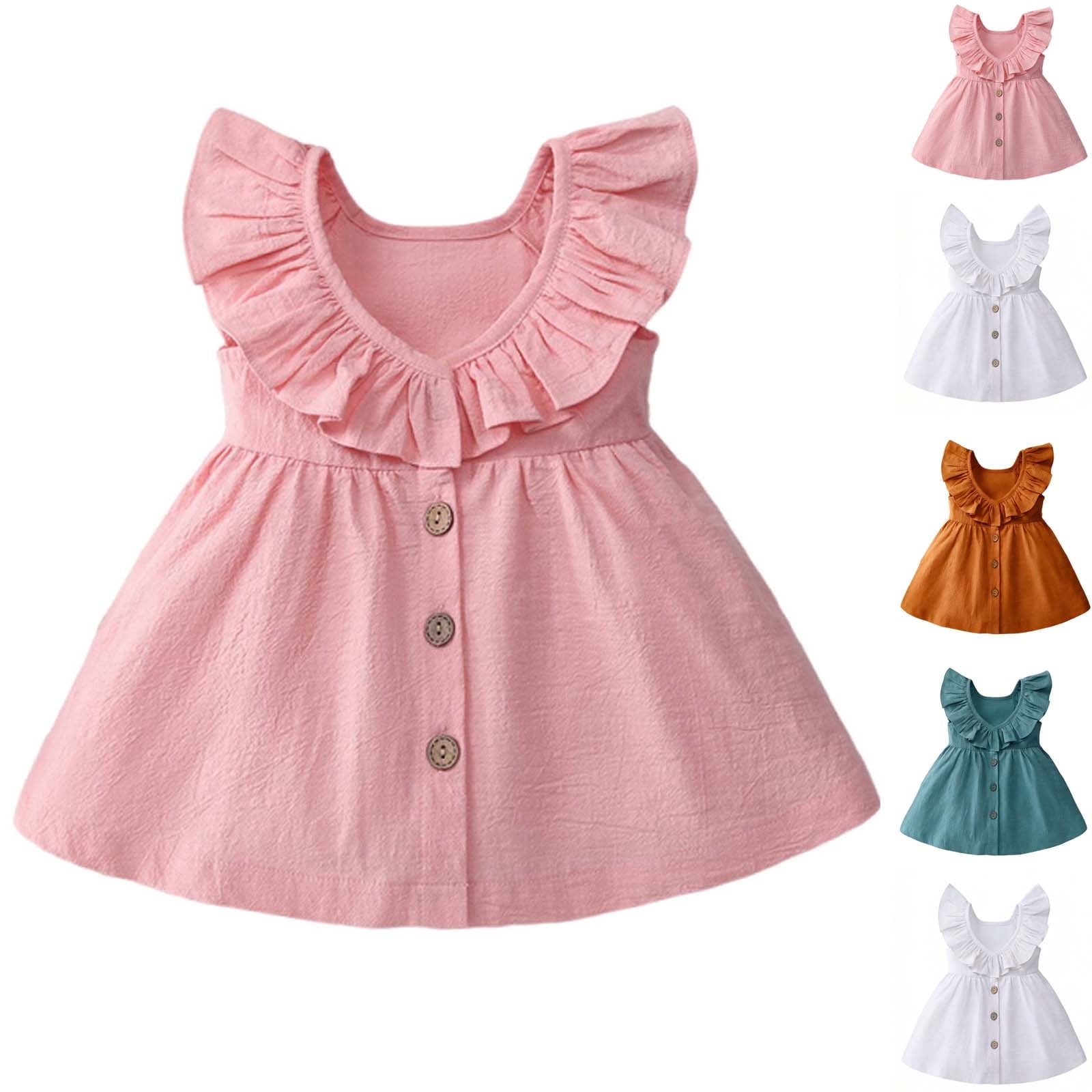 Bixock Girls Sleeveless Dress Casual Tank Dress Solid Color Round Neck ...