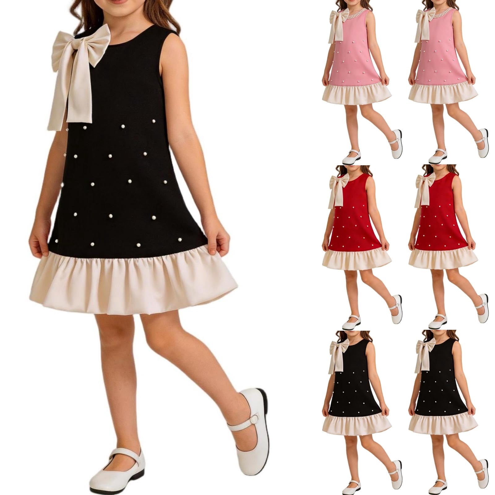 Bixock Girls Sleeveless Dress Casual Tank Dress Solid Color Round Neck ...