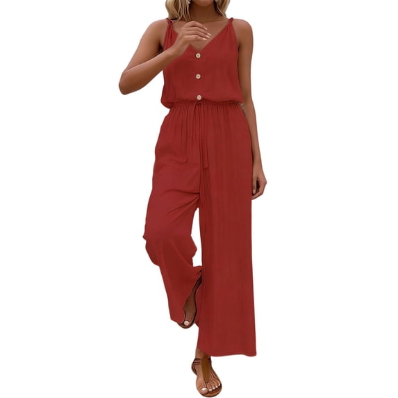 Bixock Jumpsuits for Women Casual Summer Outfits Rompers Button Strap ...