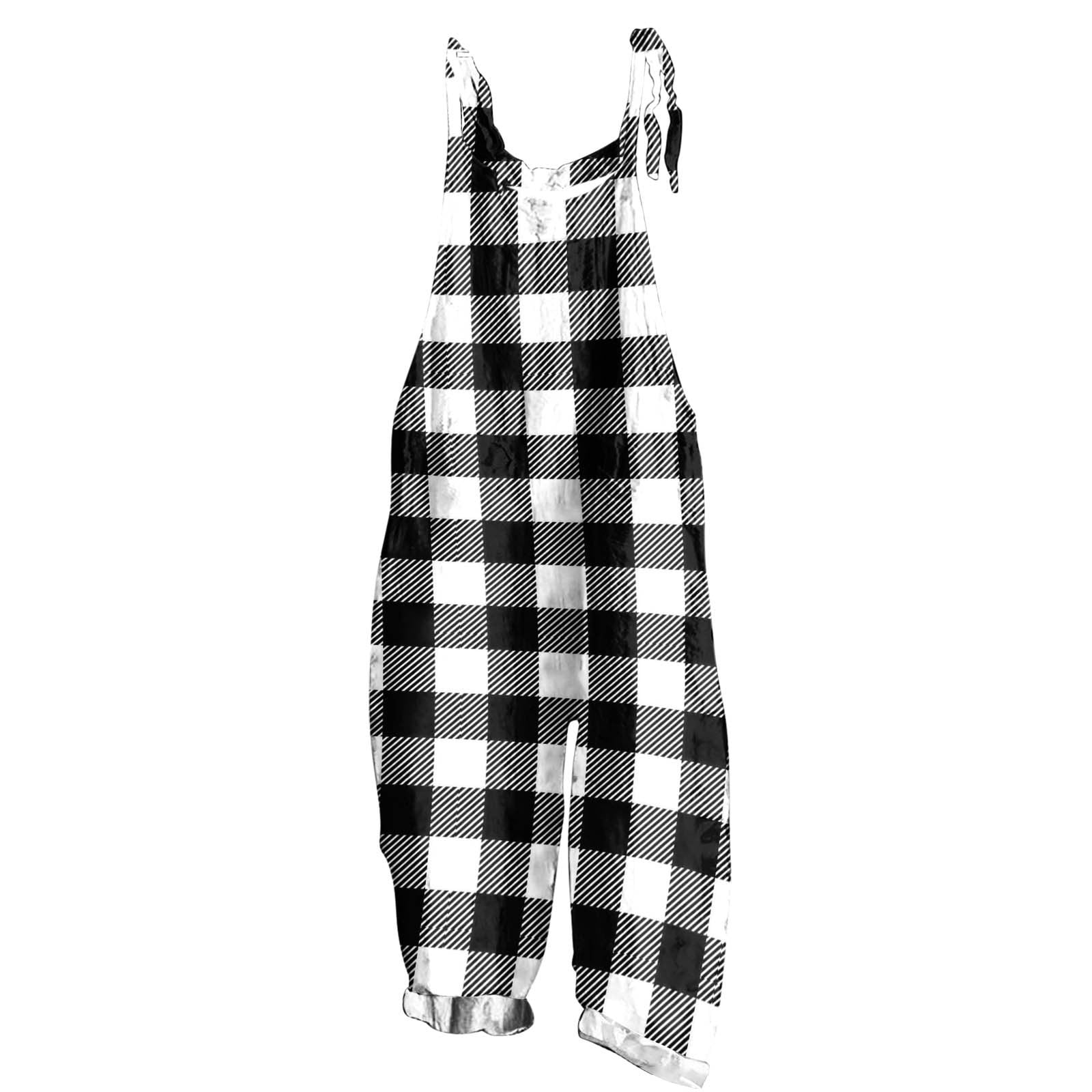 Bixock Jumpsuits for Women Casual Summer Outfits Rompers Plaid Print ...