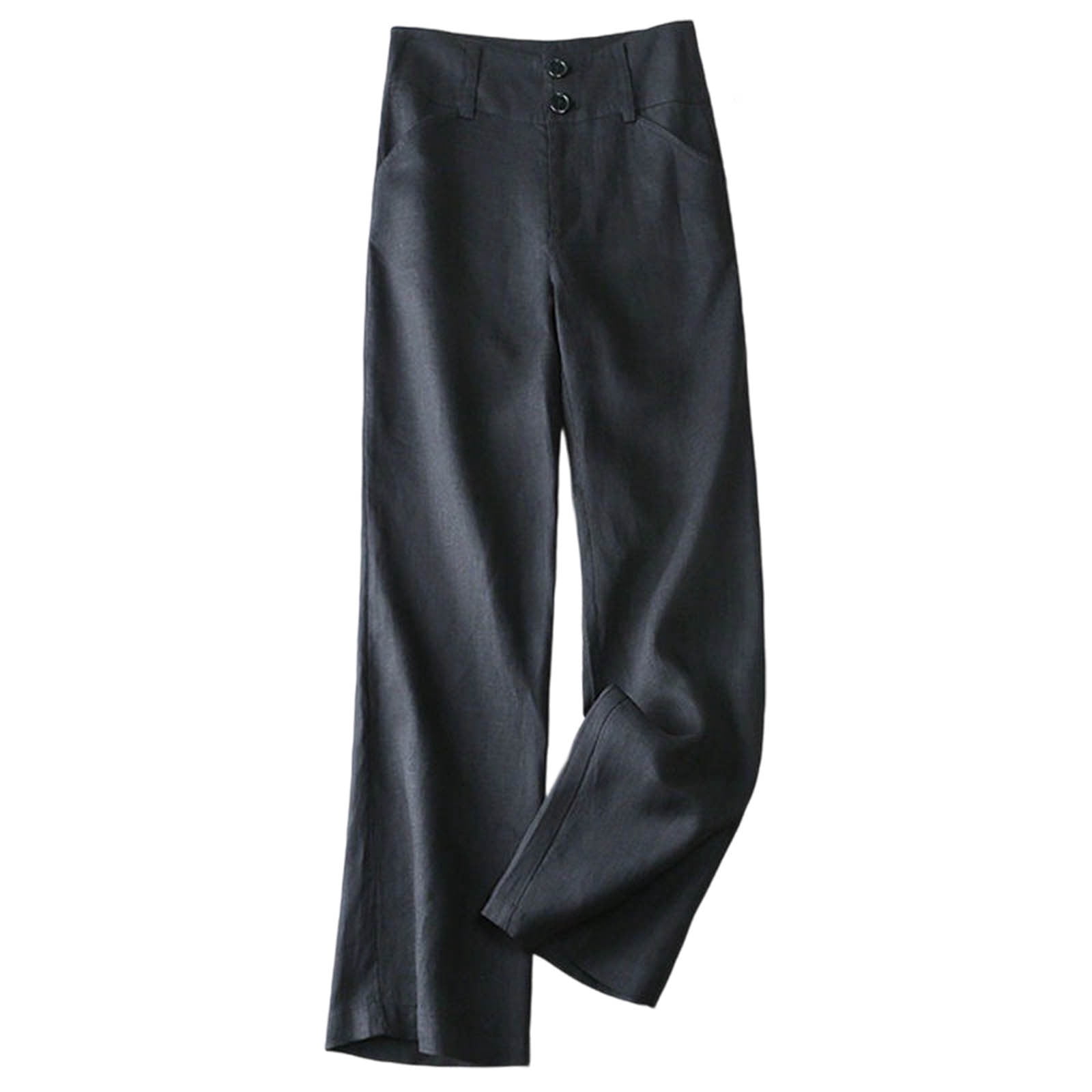 Bixock Linen Pants for Women Wide Leg Pants Linen Mixed Pants Side ...
