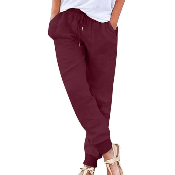 Bixock Linen Pants for Women Wide Leg Pants Spliced Pants Rib Cuff ...