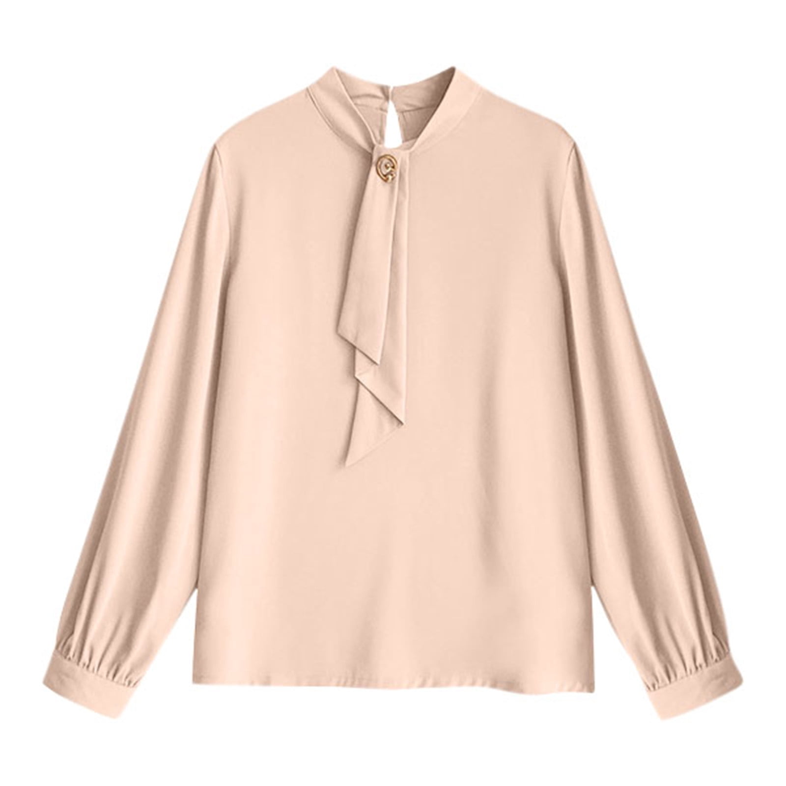Bixock Long Sleeve Shirts for Women Solid Color Fashion Blouse Loose ...