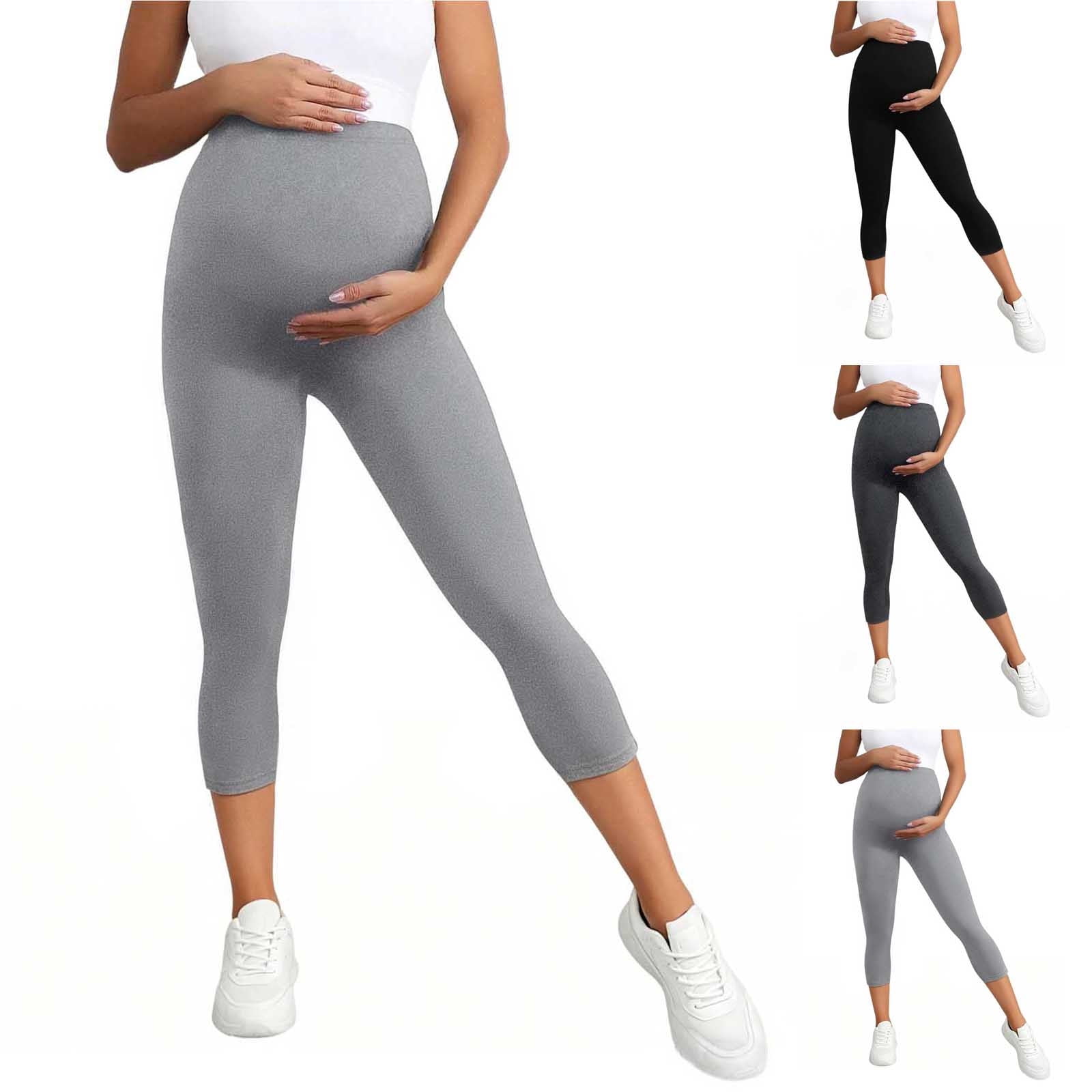 Bixock Maternity Leggings Capri Pants High Waist Over The Belly Yoga ...