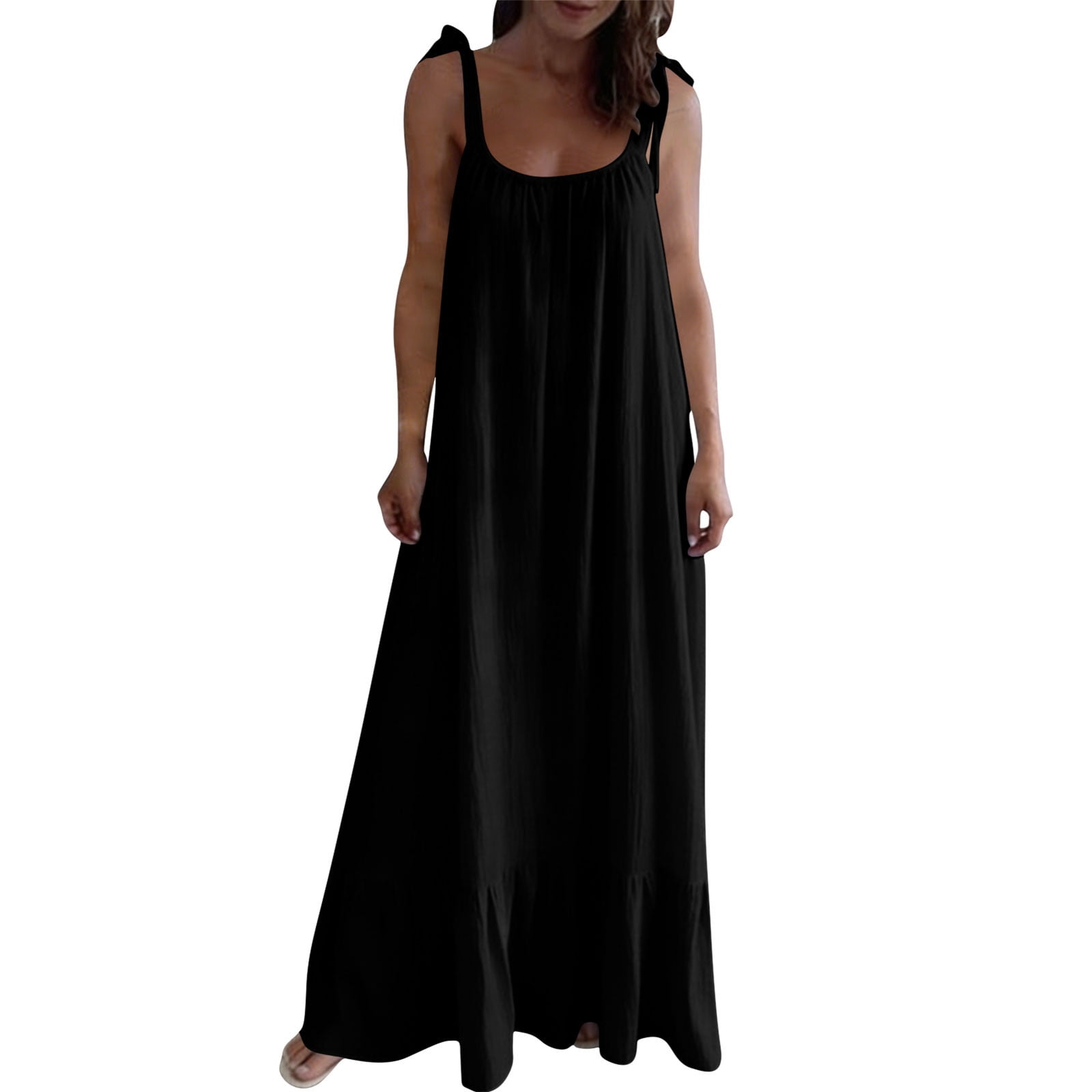 Bixock Maternity Maxi Dress Crew Neck Sleeveless A Line Loose Tank ...