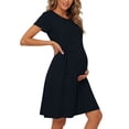 Bixock Maternity Midi Dress Crew Neck Short Sleeve Slim Baby Shower ...
