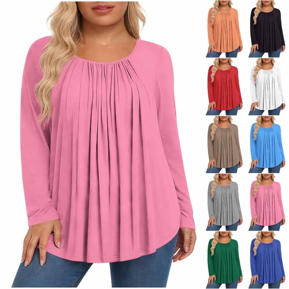 Bixock Maternity's Top Plus Size Women Long Sleeve Shirts Solid Color ...