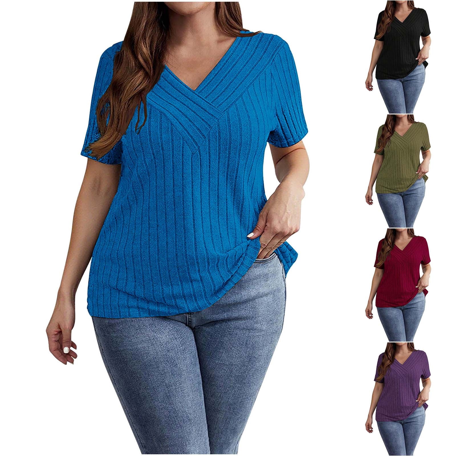 Bixock Maternity's Tops Plus Size Short Sleeve V Neck Loose Casual ...