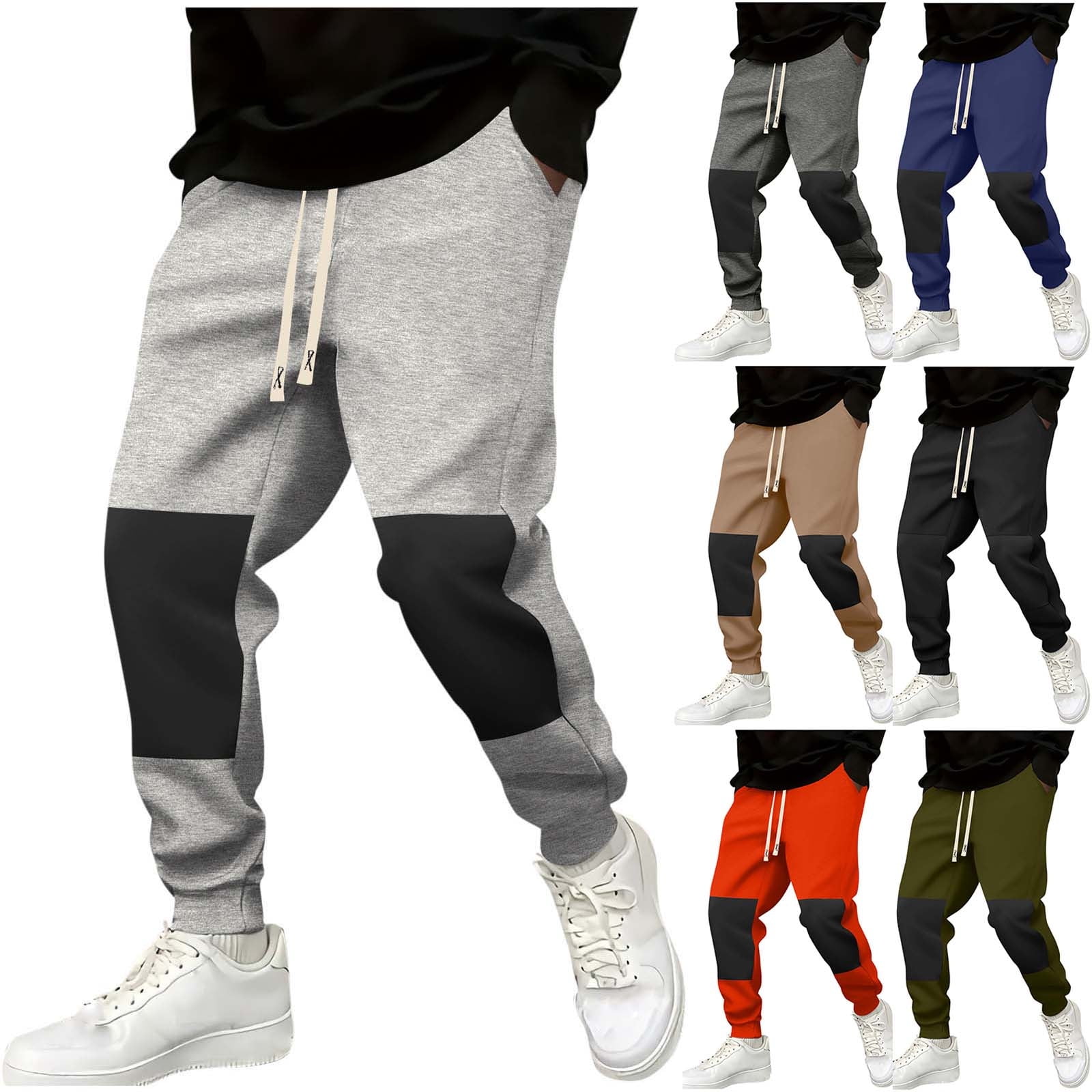 Bixock Men Cargo Jogger Sweatpants,Wide Leg Pant,Men Casual Pants Color Print Winter Pocket ...