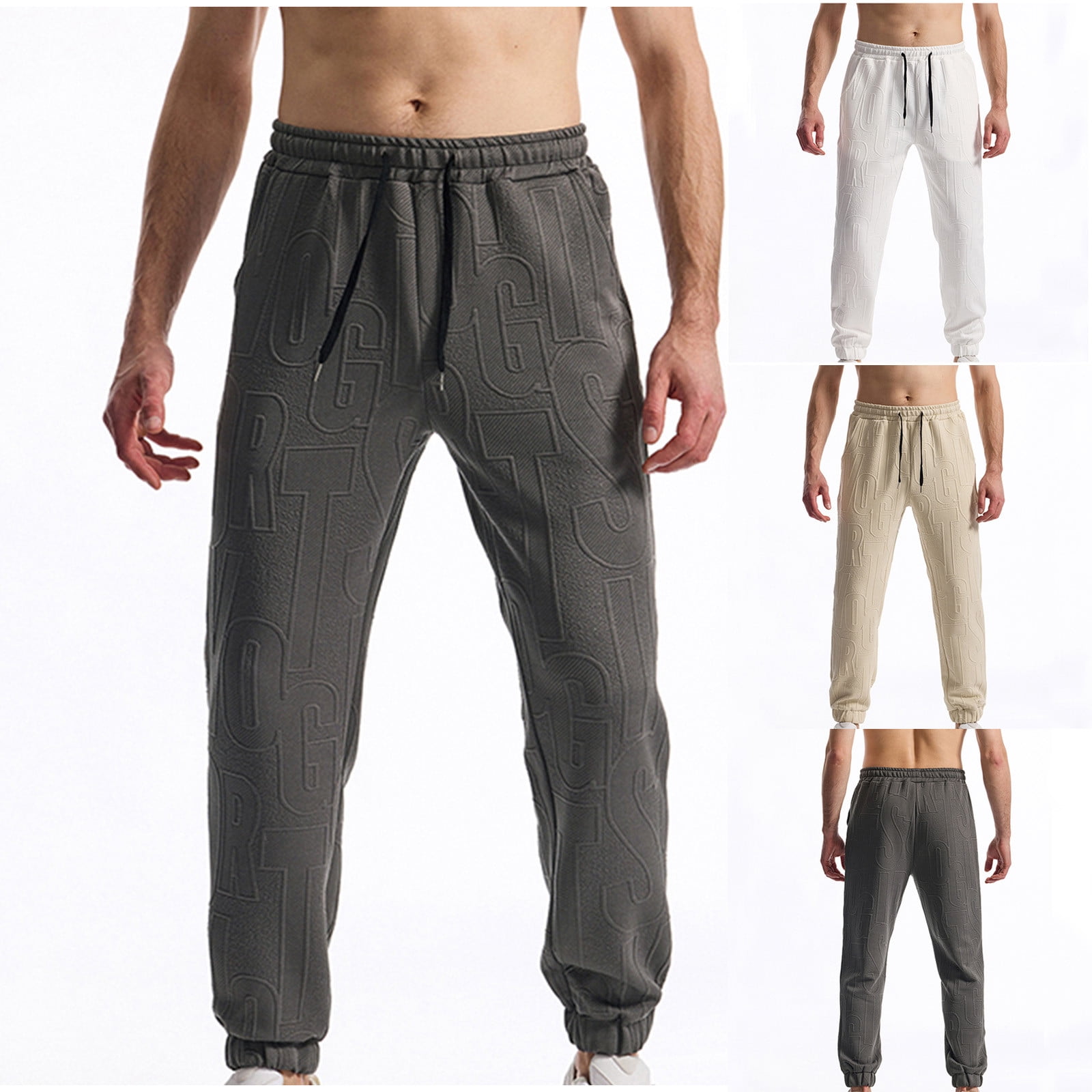 Bixock Men Cargo Jogger Sweatpants,Wide Leg Pant,Men Pants Solid Color ...