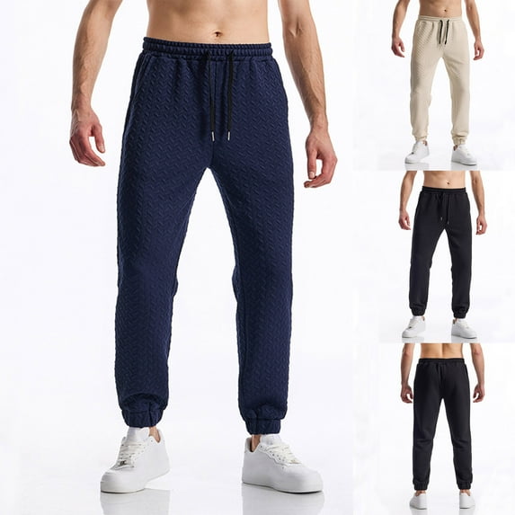 Bixock Men Cargo Jogger Sweatpants,Wide Leg Pant,Men Pants Solid Color ...