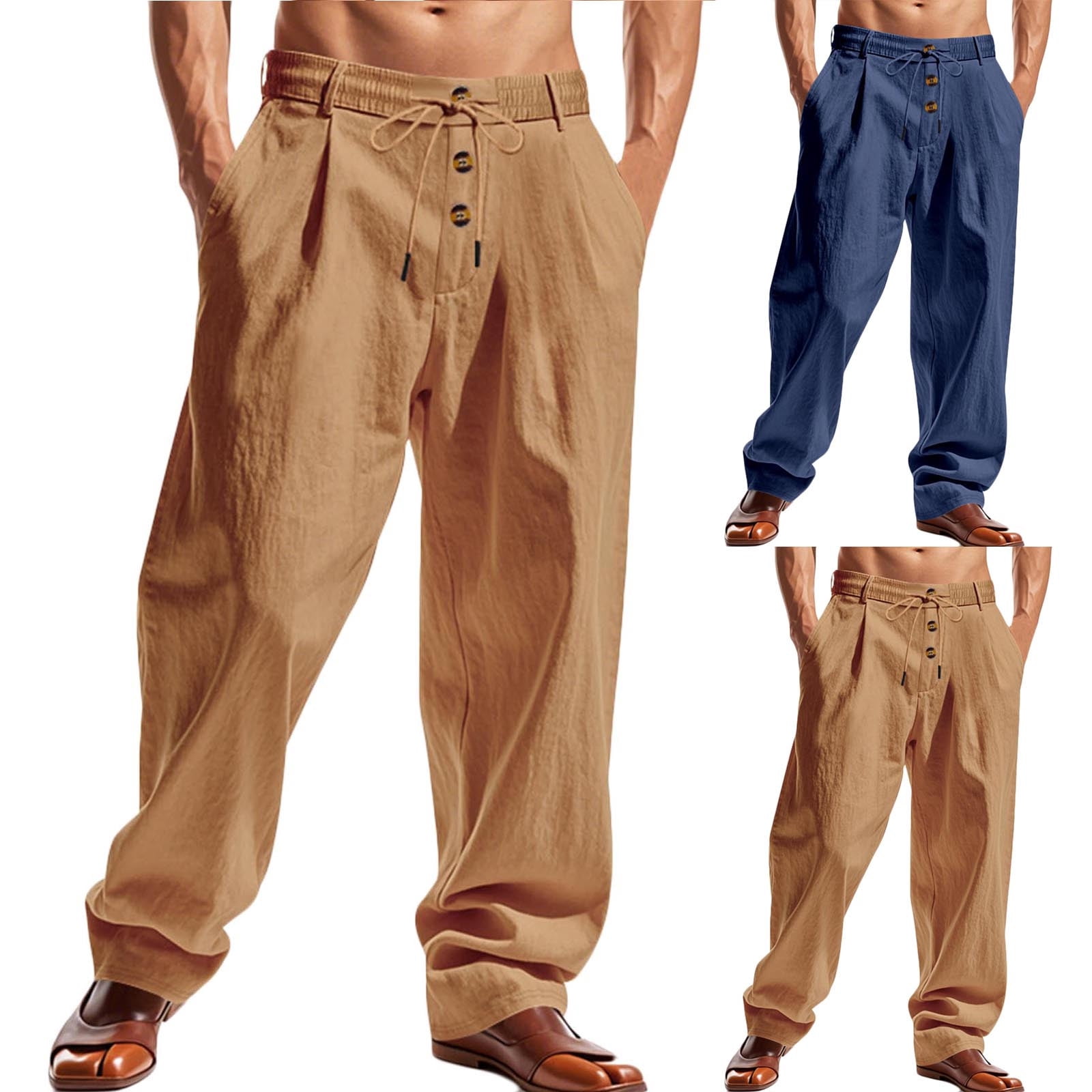 Bixock Men Cargo Jogger Sweatpants,Wide Leg Pant,Men for Pants Solid ...