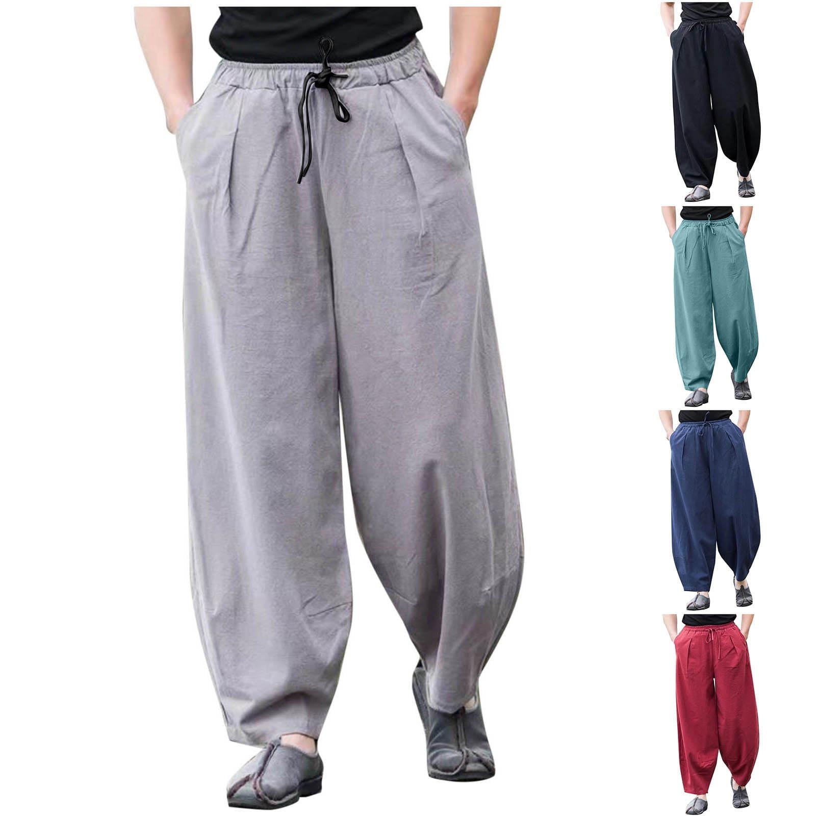 Bixock Men Cargo Jogger Sweatpants,Wide Leg Pant,Men's Pants Harem ...