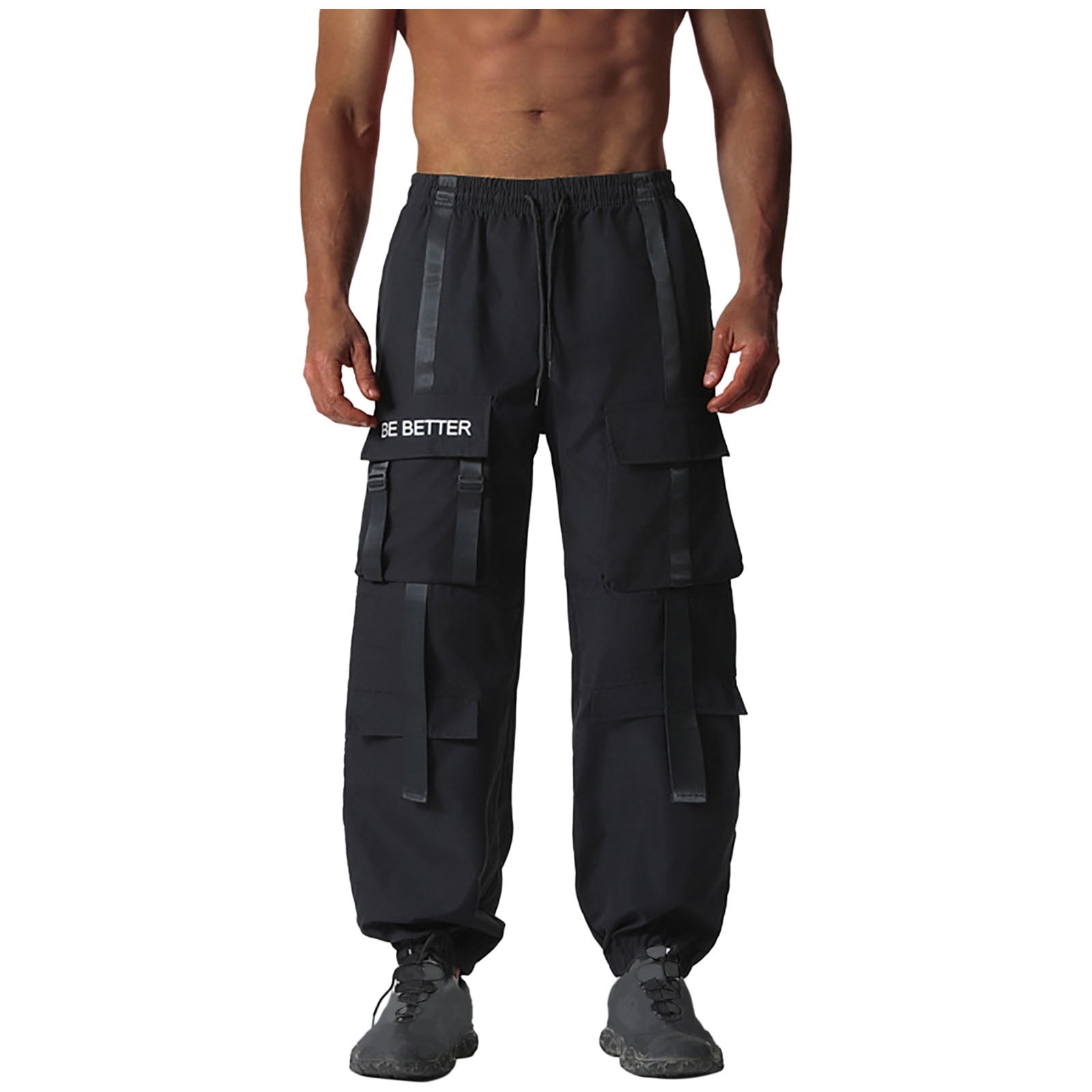 Bixock Men Cargo Work Sweatpant,Wide Led Pants,Men Casual Pants Solid ...