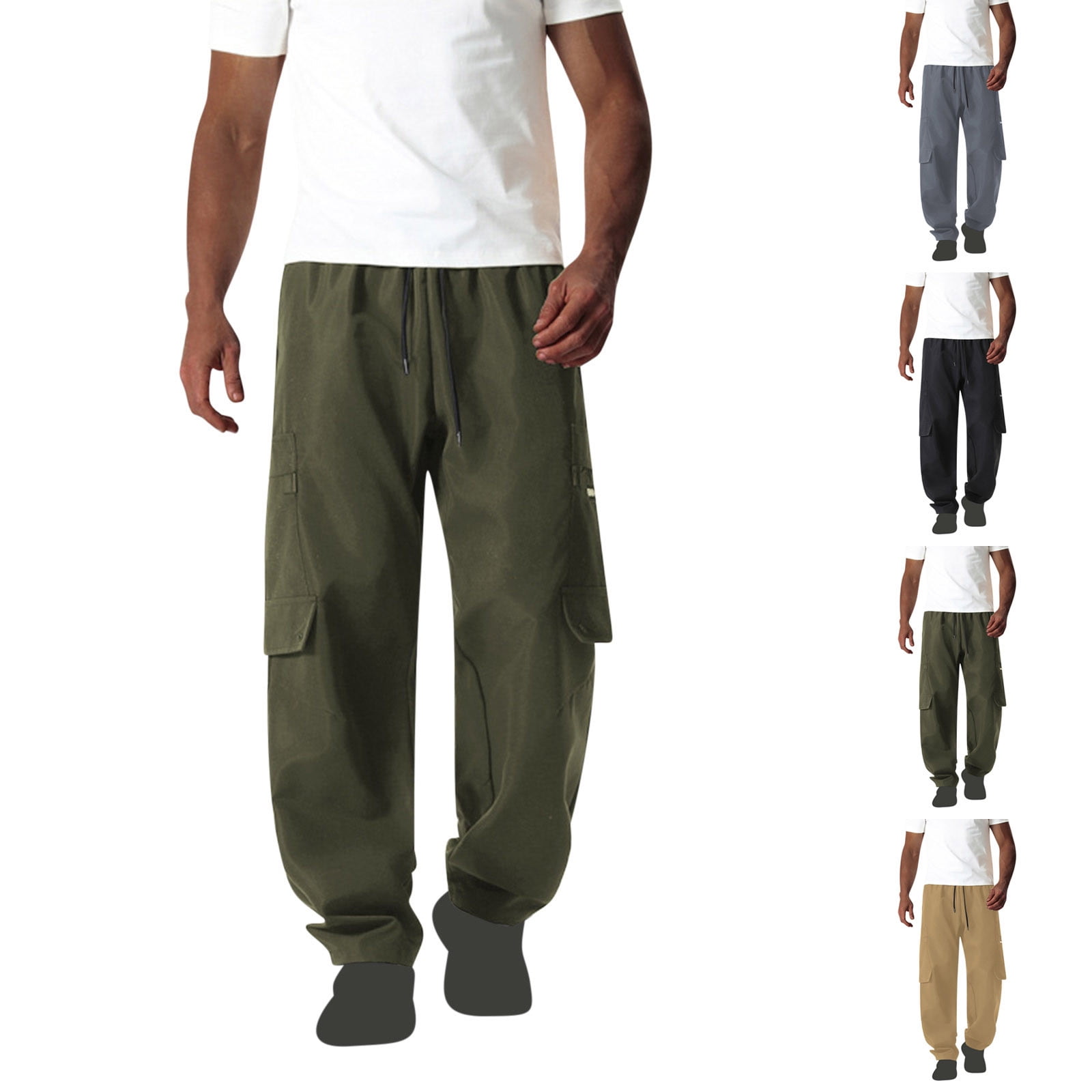 Bixock Men Cargo Work Sweatpant,Wide Led Pants,Men Loose Pants Solid ...