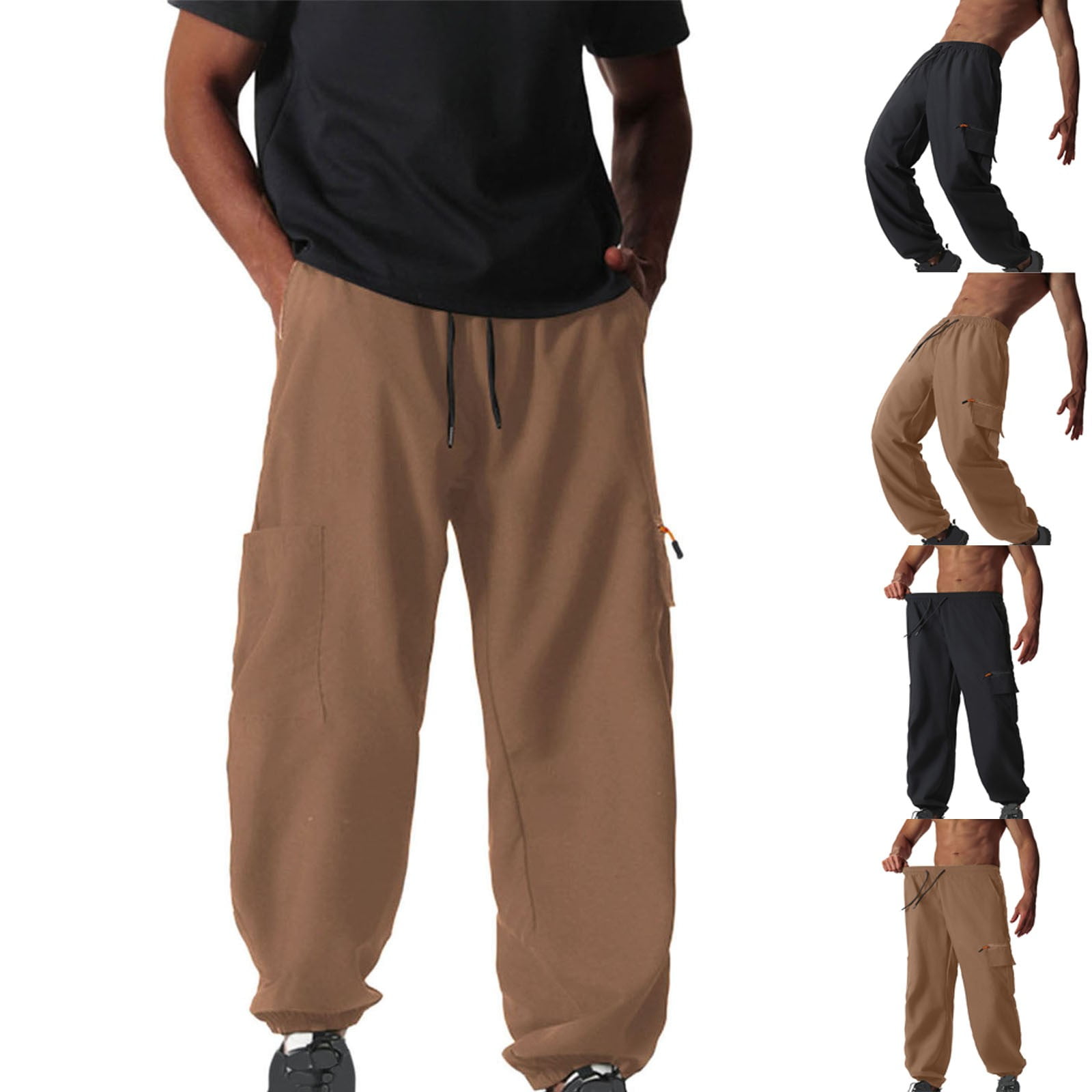 Bixock Men Cargo Work Sweatpant,Wide Led Pants,Men Pants Solid Color ...