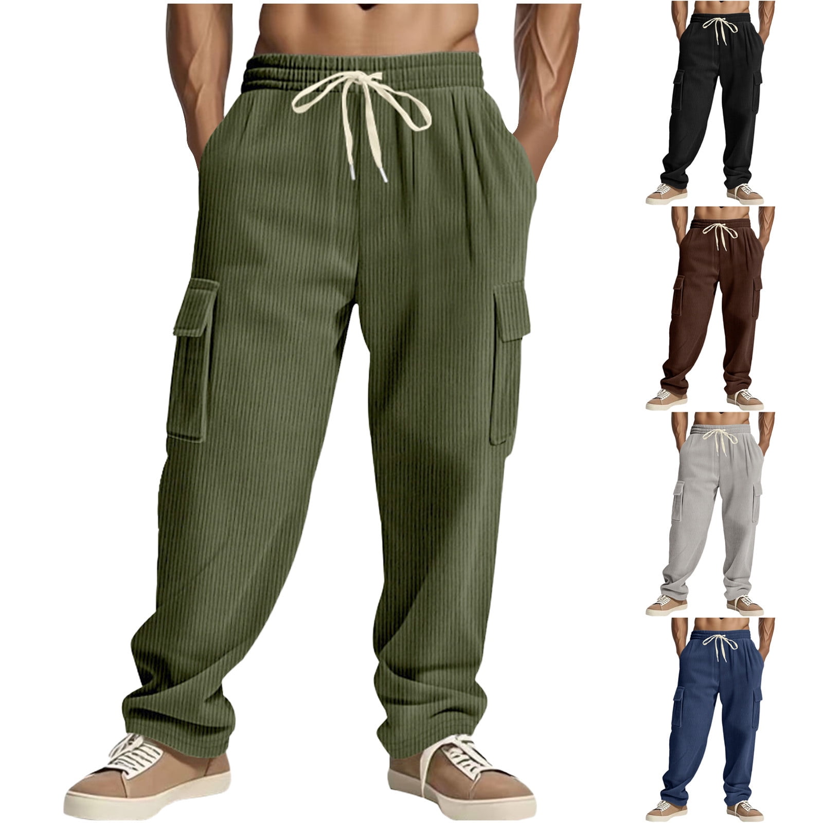 Bixock Men Cargo Work Sweatpant,Wide Led Pants,Men for Pants Solid ...