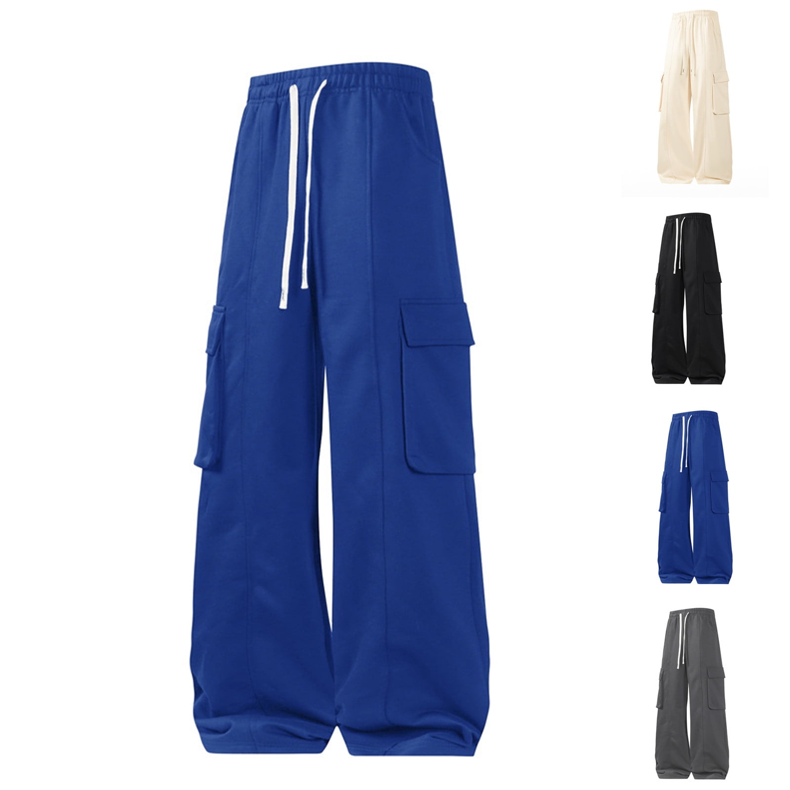 Bixock Men Cargo Work Sweatpant,Wide Led Pants,Men's Pants Casual ...