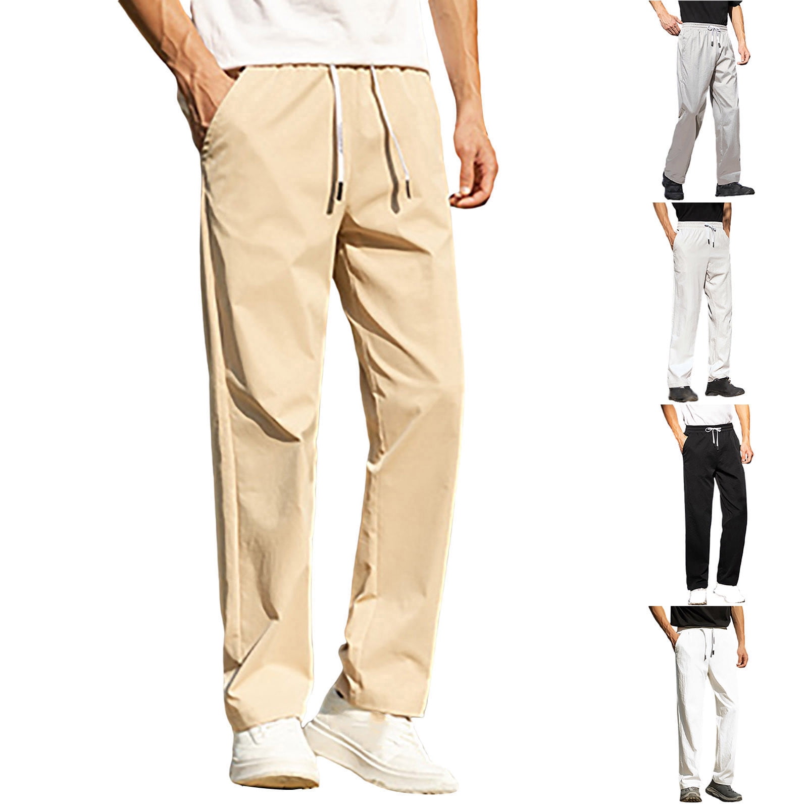 Bixock Men Cargo Work Sweatpant,Wide Led Pants,Men's Pants Solid Color ...