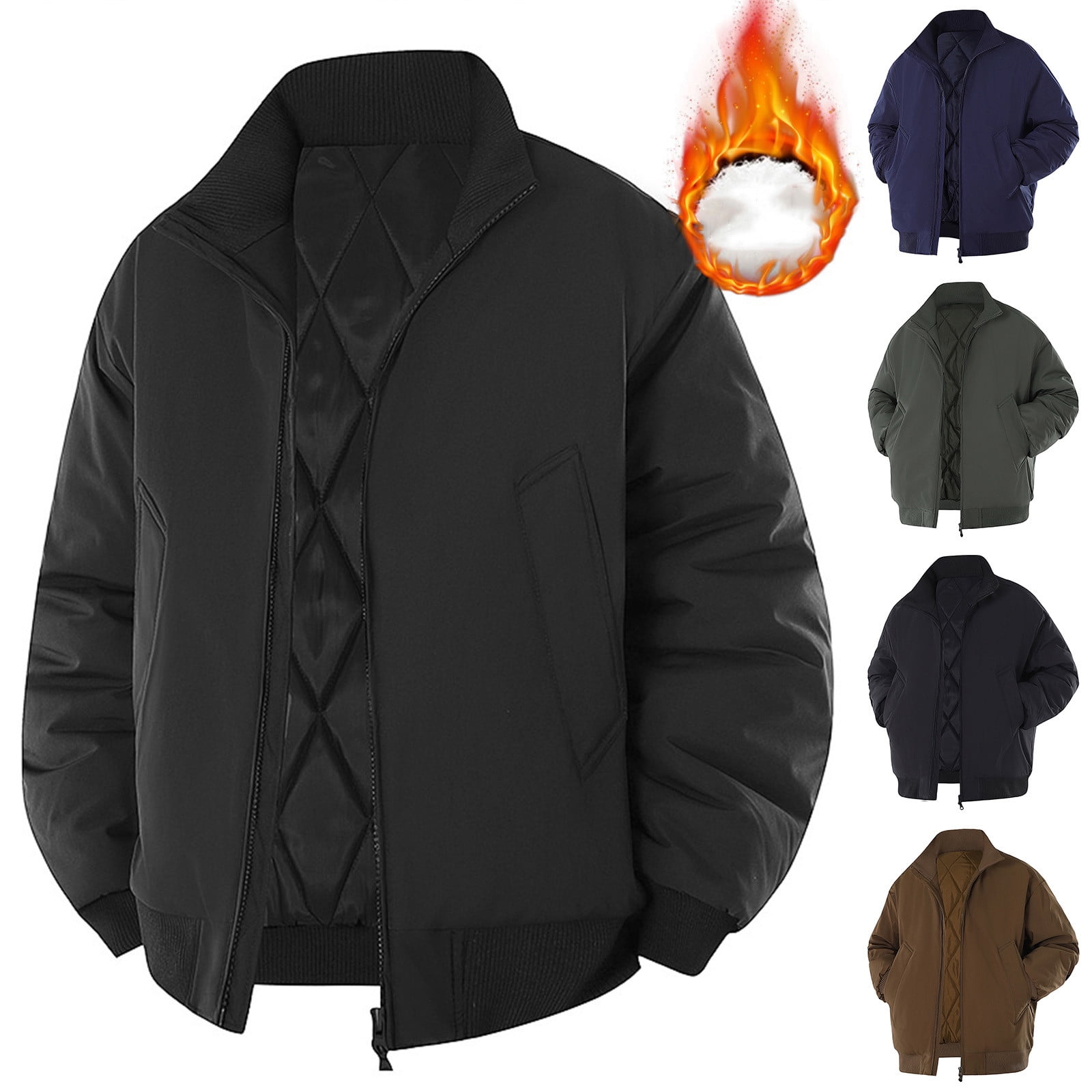 Bixock Men Fleece Stand Collar Jackets,-Lined Jacket for Men,Men ...