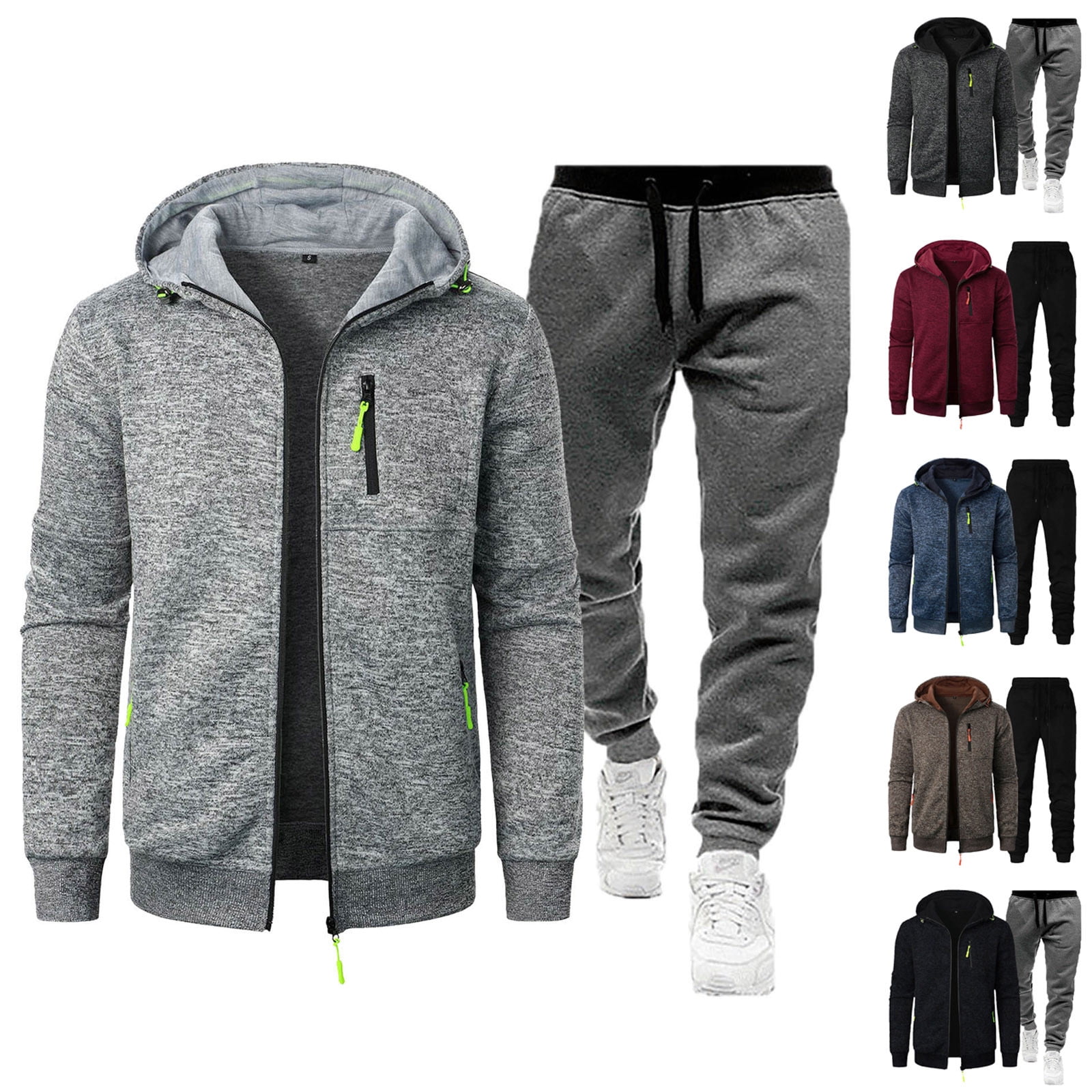 Bixock Men Jogging Suits Set,Men's 2 Piece Set Solid Color Hooded Long ...