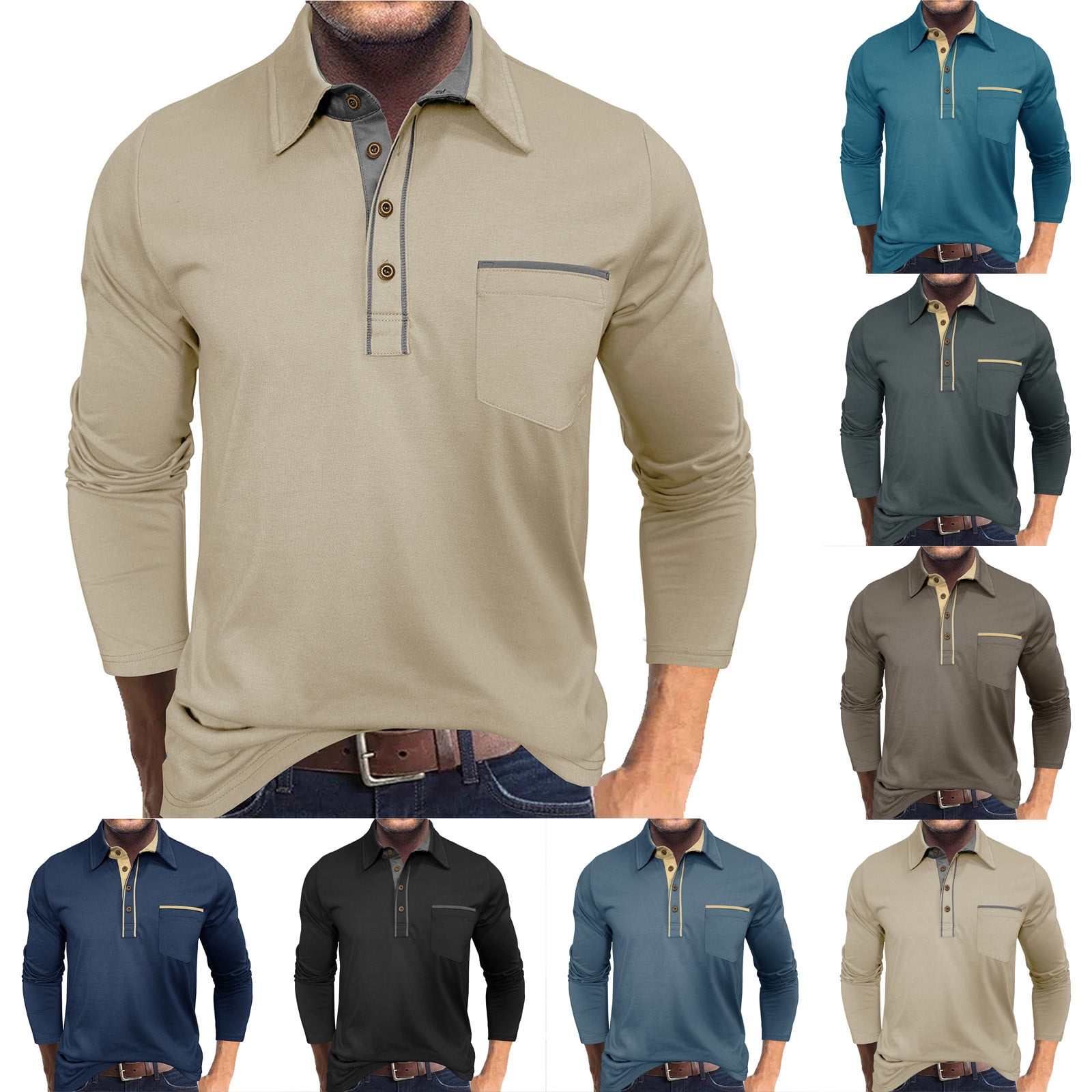 Bixock Men Long Sleeved Shirts Top,Fall/Winter Button-Up Shirts Tops ...