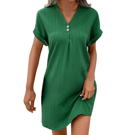 Bixock Mini Dress for Women,Dress for Women V-Neck Short Sleeve Solid ...