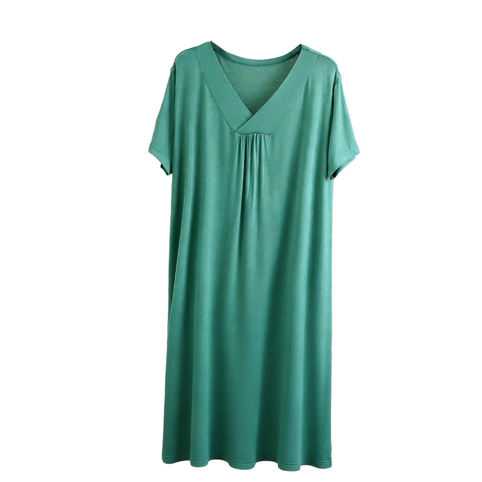 Bixock Nightgowns for Women,Women's Pajamas Dress Short Sleeve Crew ...