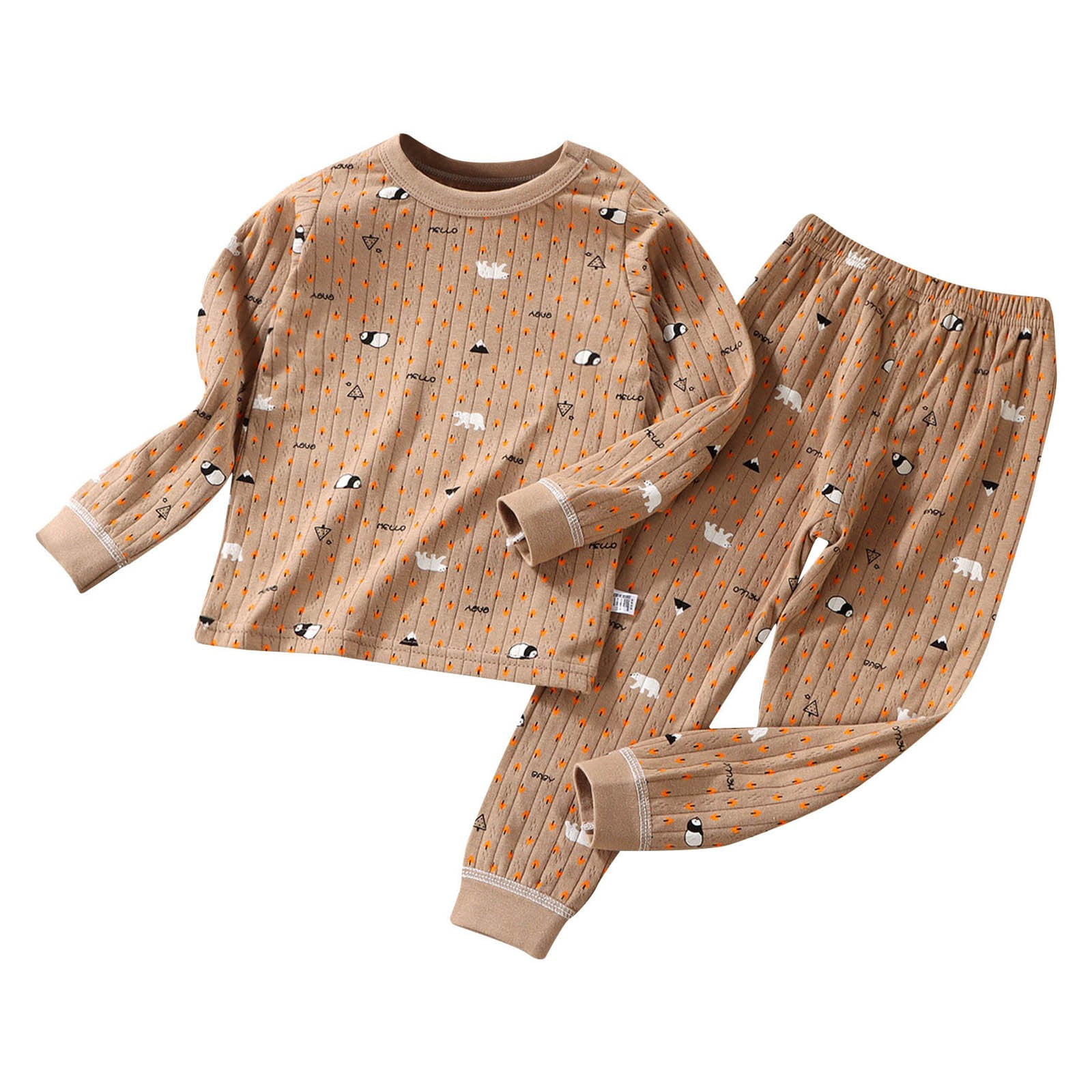 Bixock Onefit Sets for Kids Long Sleeve Simple Print Top and Pants Two ...