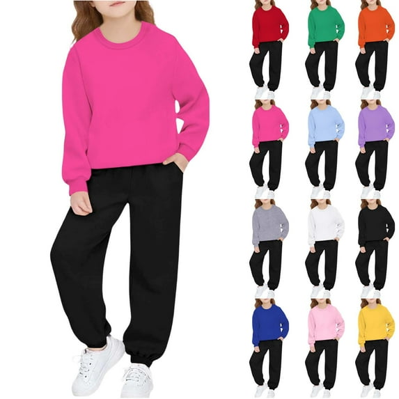 Bixock Onefit Sets for Kids Long Sleeve Solid Color Sweatshirt and ...