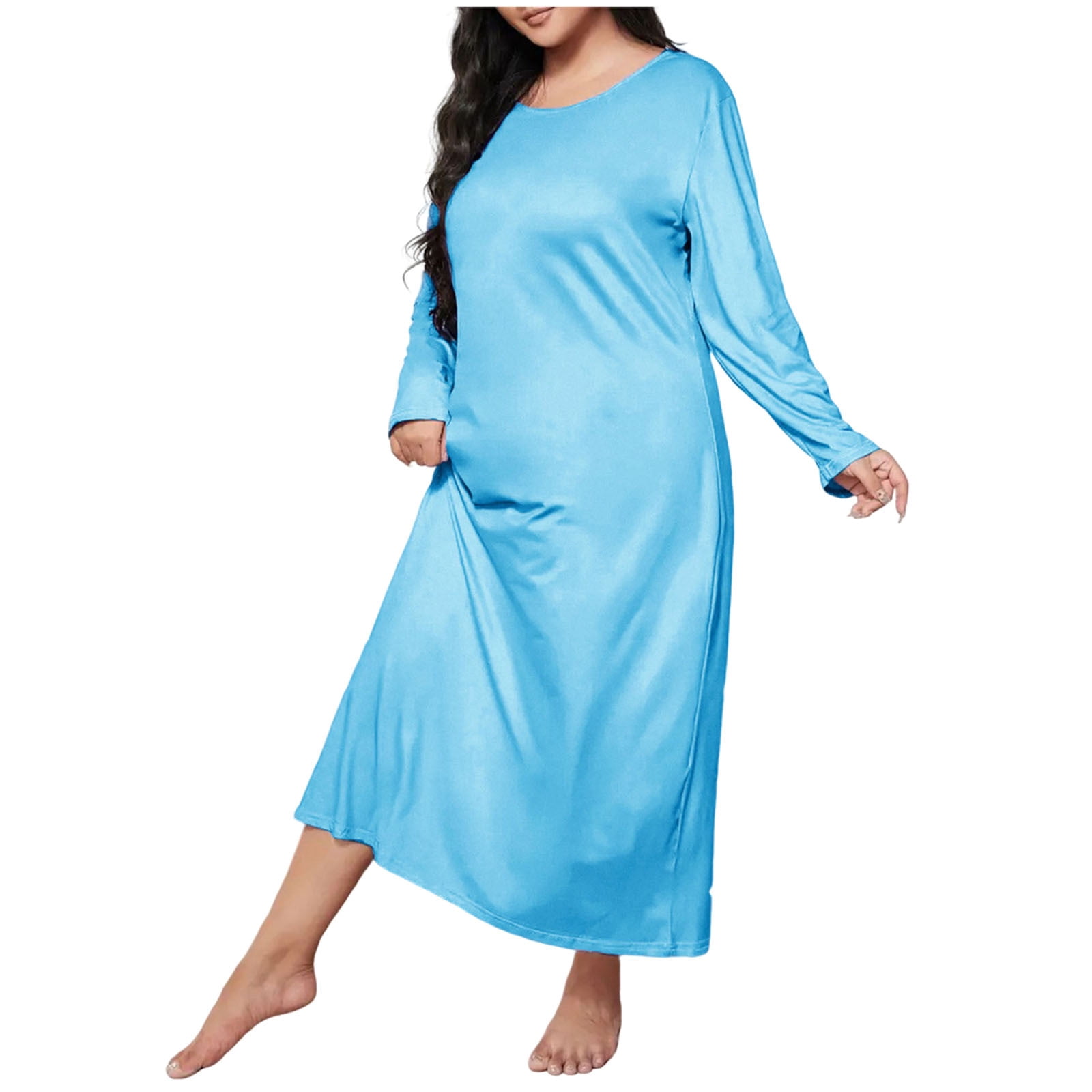 Bixock Plus Size Women Pajamas Dress,Nightgowns for Women Solid Color ...