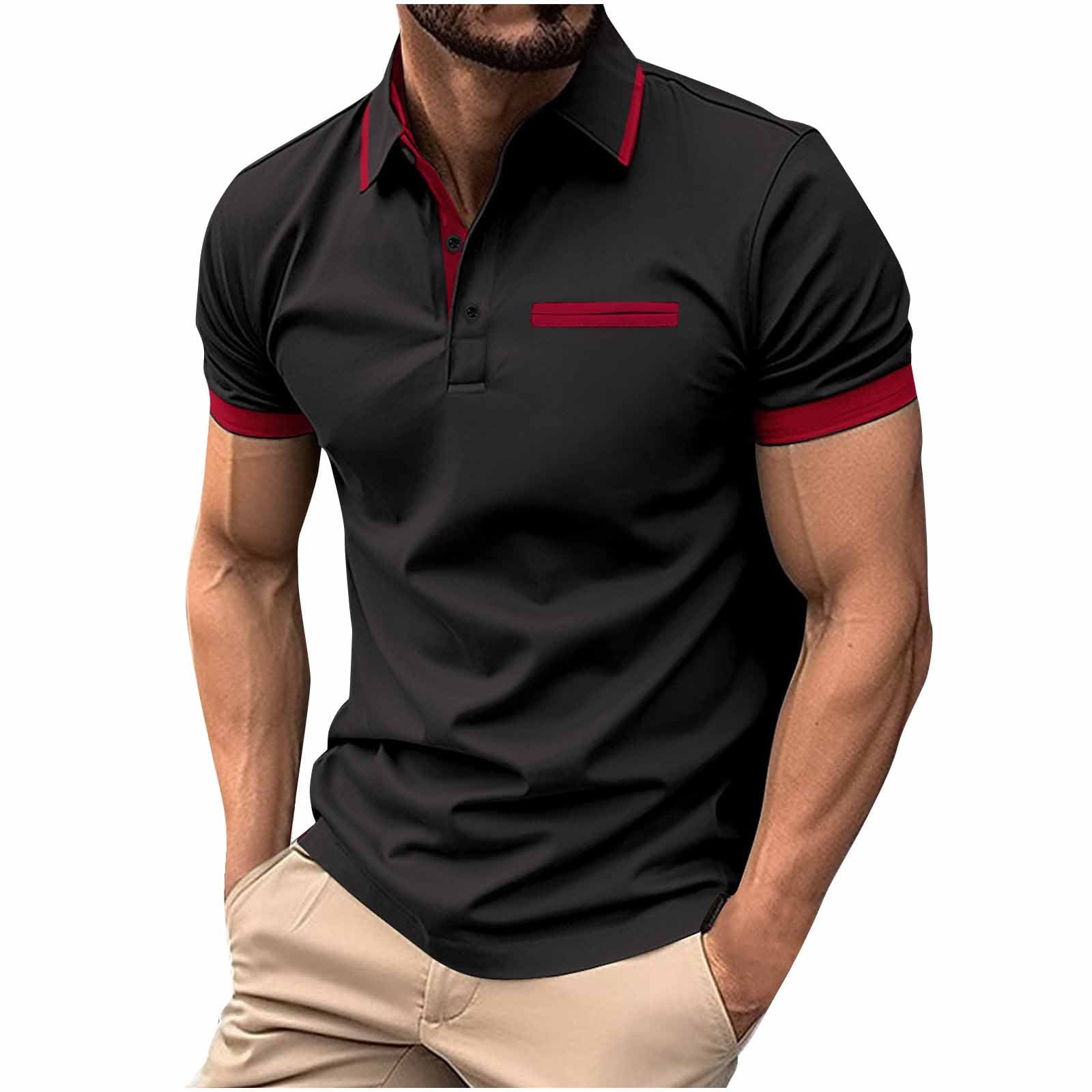 Bixock Shirts for Men,Men's Casual Shirts Short Sleeve Lapel Fake Chest ...