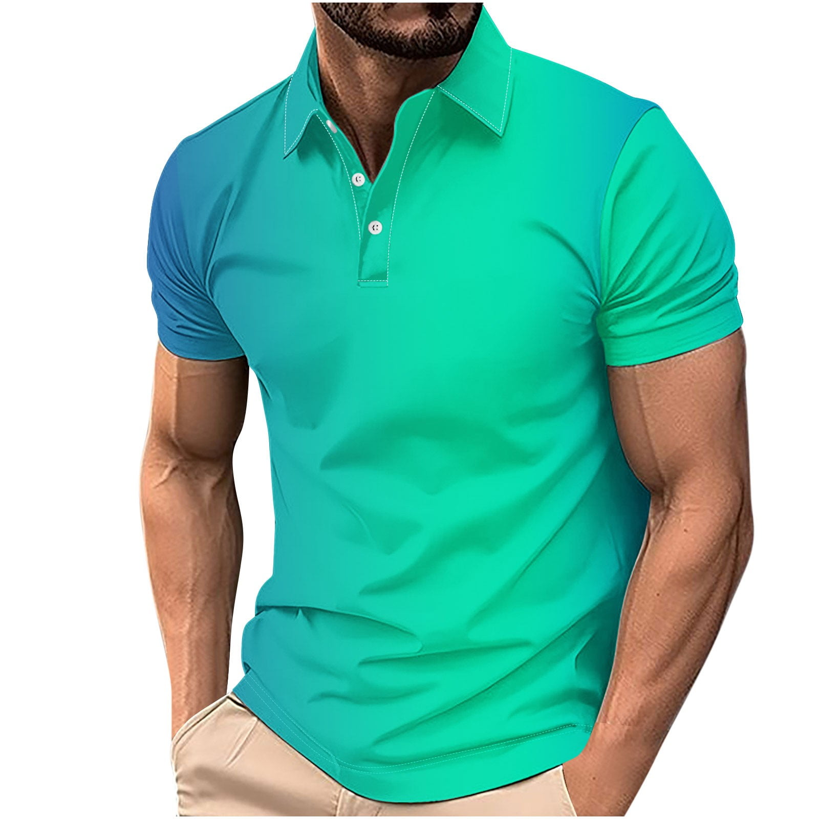 Bixock Shirts for Men,Men's Casual Shirts Short Sleeve Lapel Gradient ...